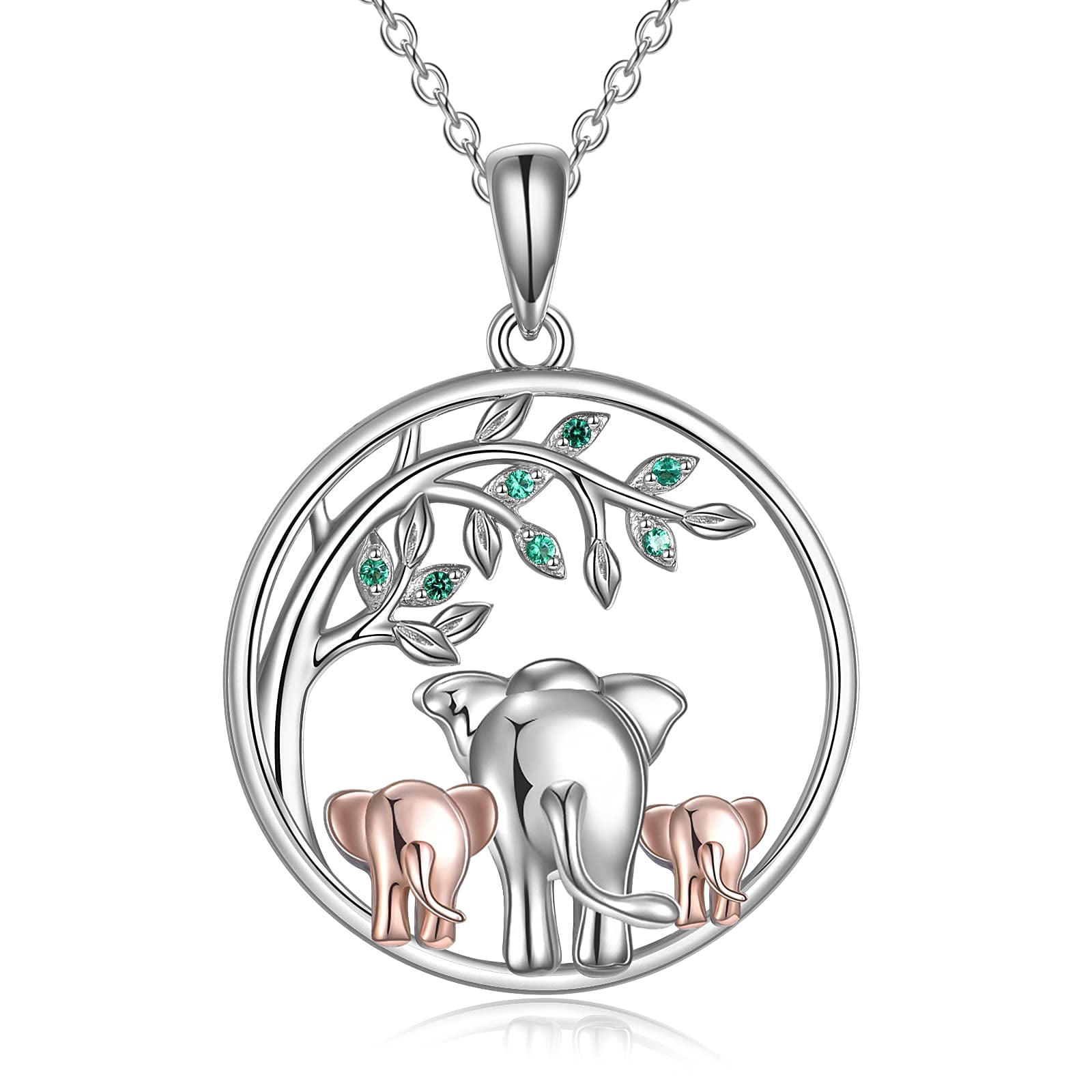 MYSTICPOEM Mom Elephant Women's Necklace Sterling Silver Elephant ...