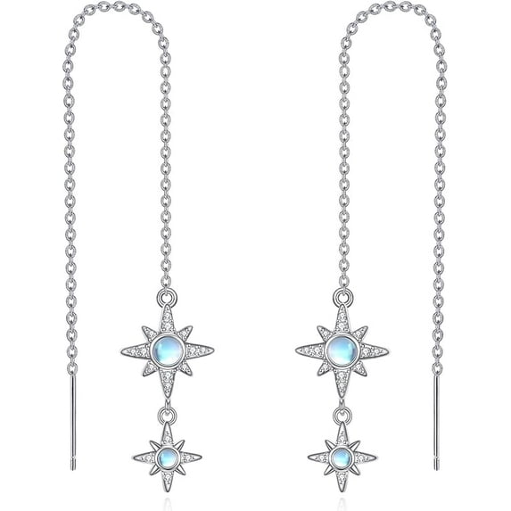 MYSTICPOEM Moonstone/Cat's Eye/Turquoise Threaded Earrings Sterling ...