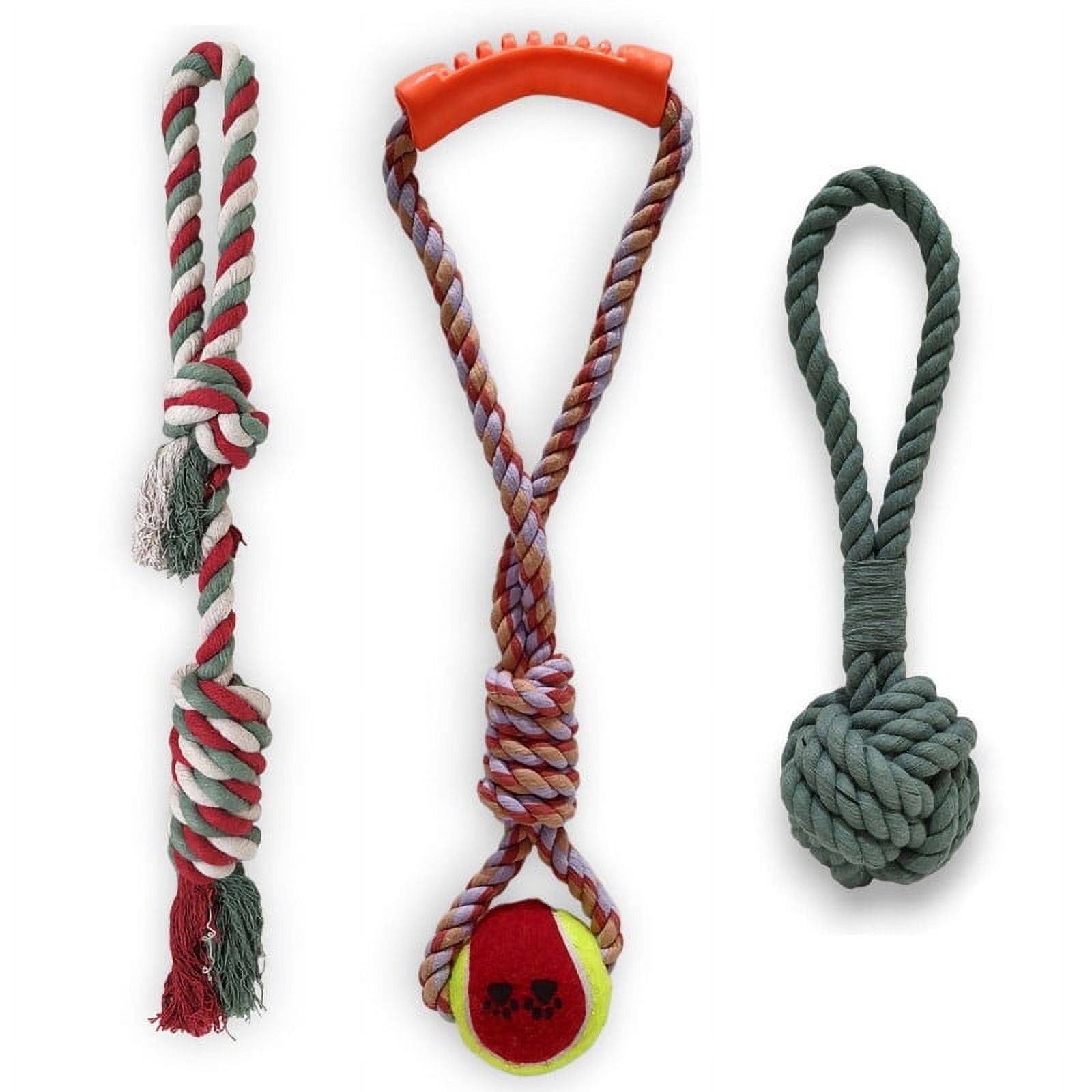 MYSUPERPAWS.COM Multipack Rope Ball Toys for Dog Natural Tug Tough Chew ...