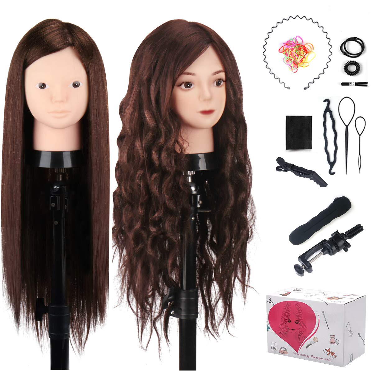 MYSWEETY Mannequin Head with 80% Real Human Hair, 23.5