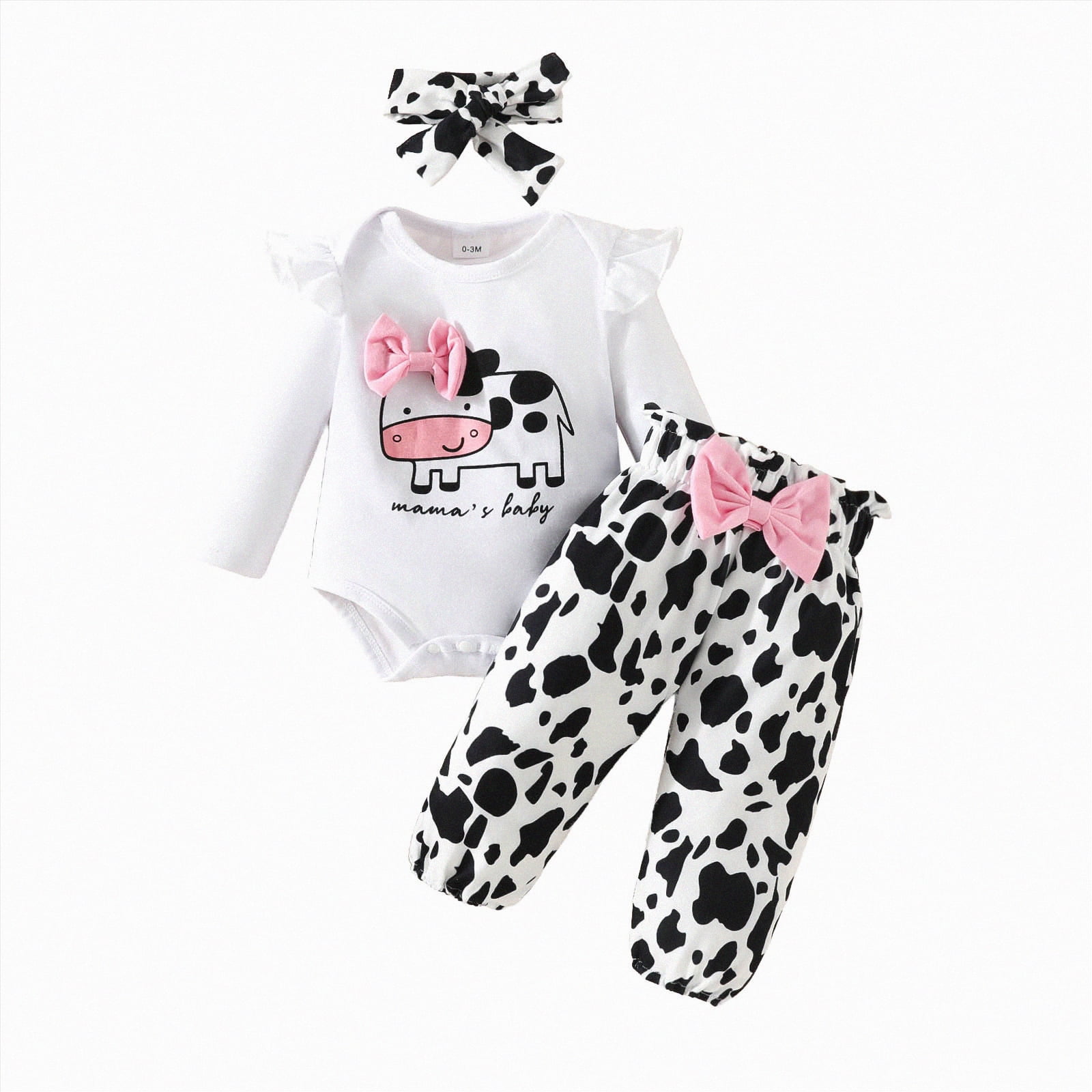MYShe Baby Girl Outfits Baby Girl Outfit Rib Knit Romper Cute Print ...