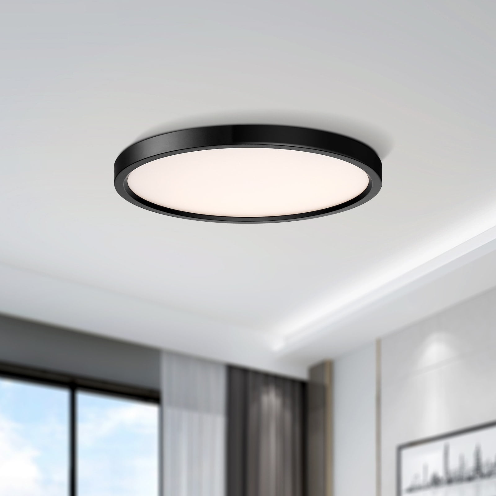 MYTH REALM Atals Huge LED Flush Mount Ceiling Light 15" Silver ...