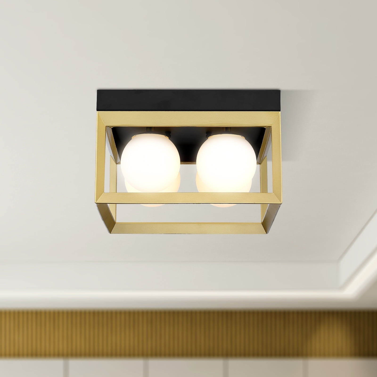 Black And Gold Flush Mount Light