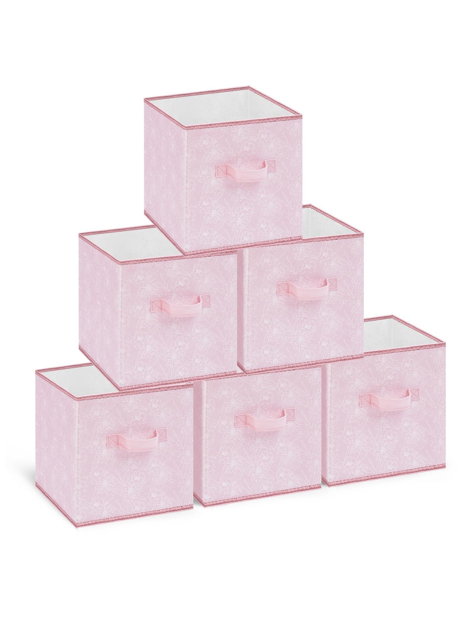 MYTHAUS Collapsible Storage Cube Bins - Fabric Cubby Organizer,Flower ...