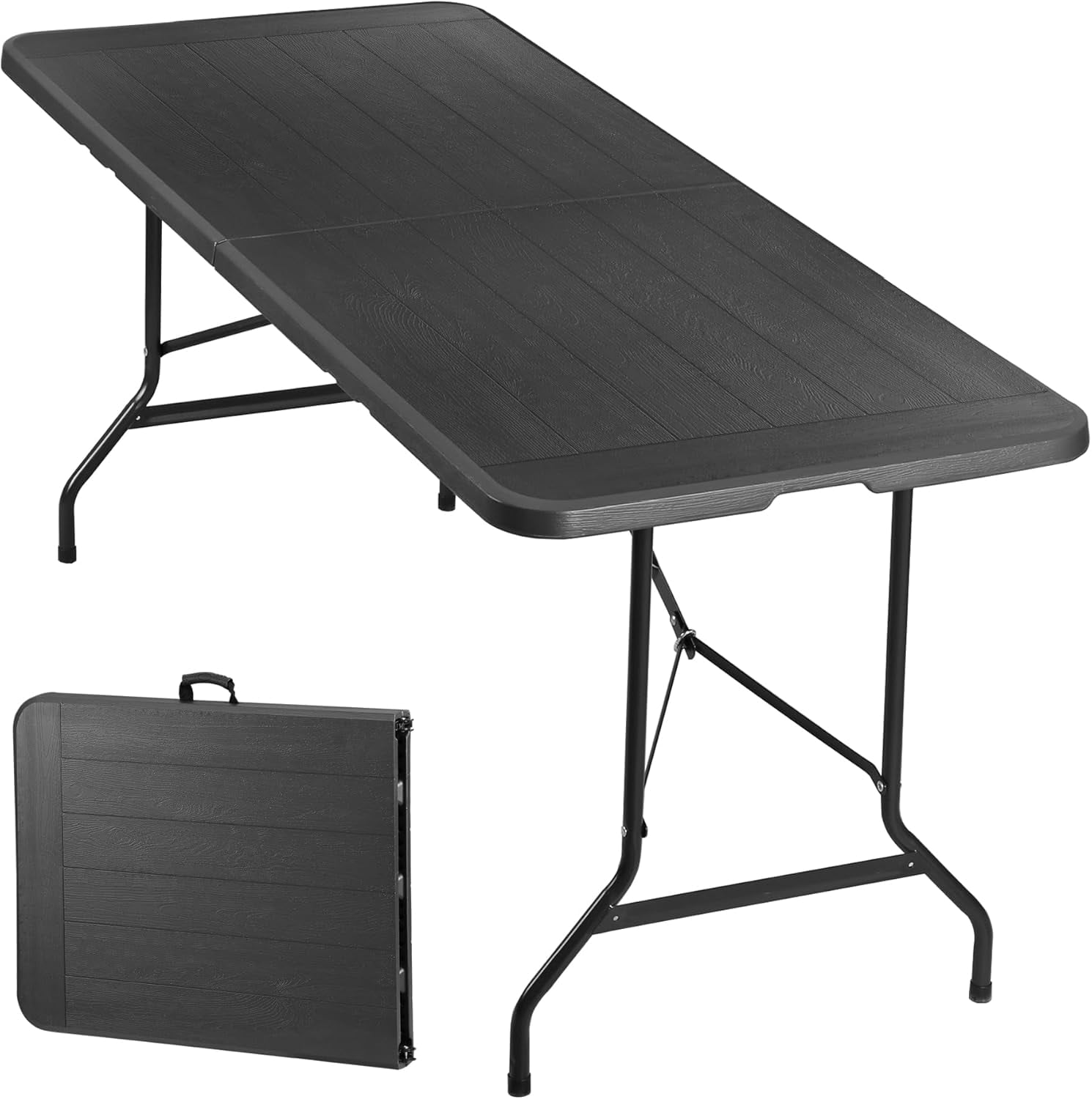 MYXIO 6FT Plastic Folding Table, Indoor Outdoor Portable Fold-in-Half ...