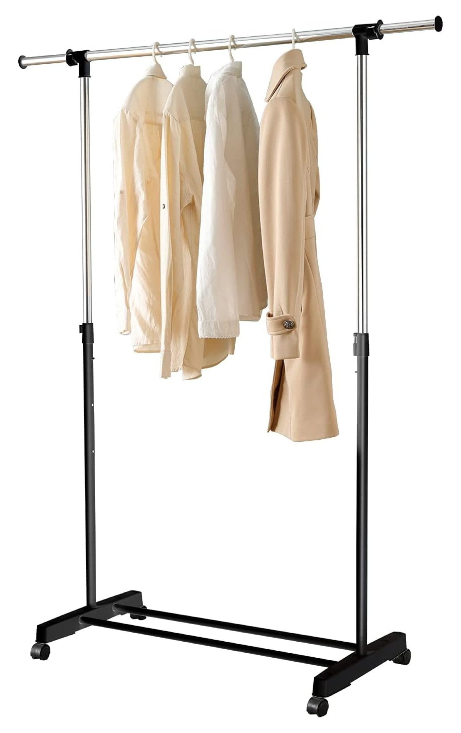 MYXIO Adjustable Clothes Garment Rack, Rolling Clothes Organizer on ...