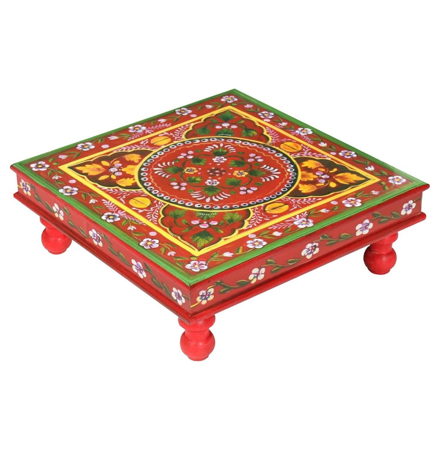 MYXIO Indian Stacking Table - Hand Painted Wood Low Accent Tea Table ...
