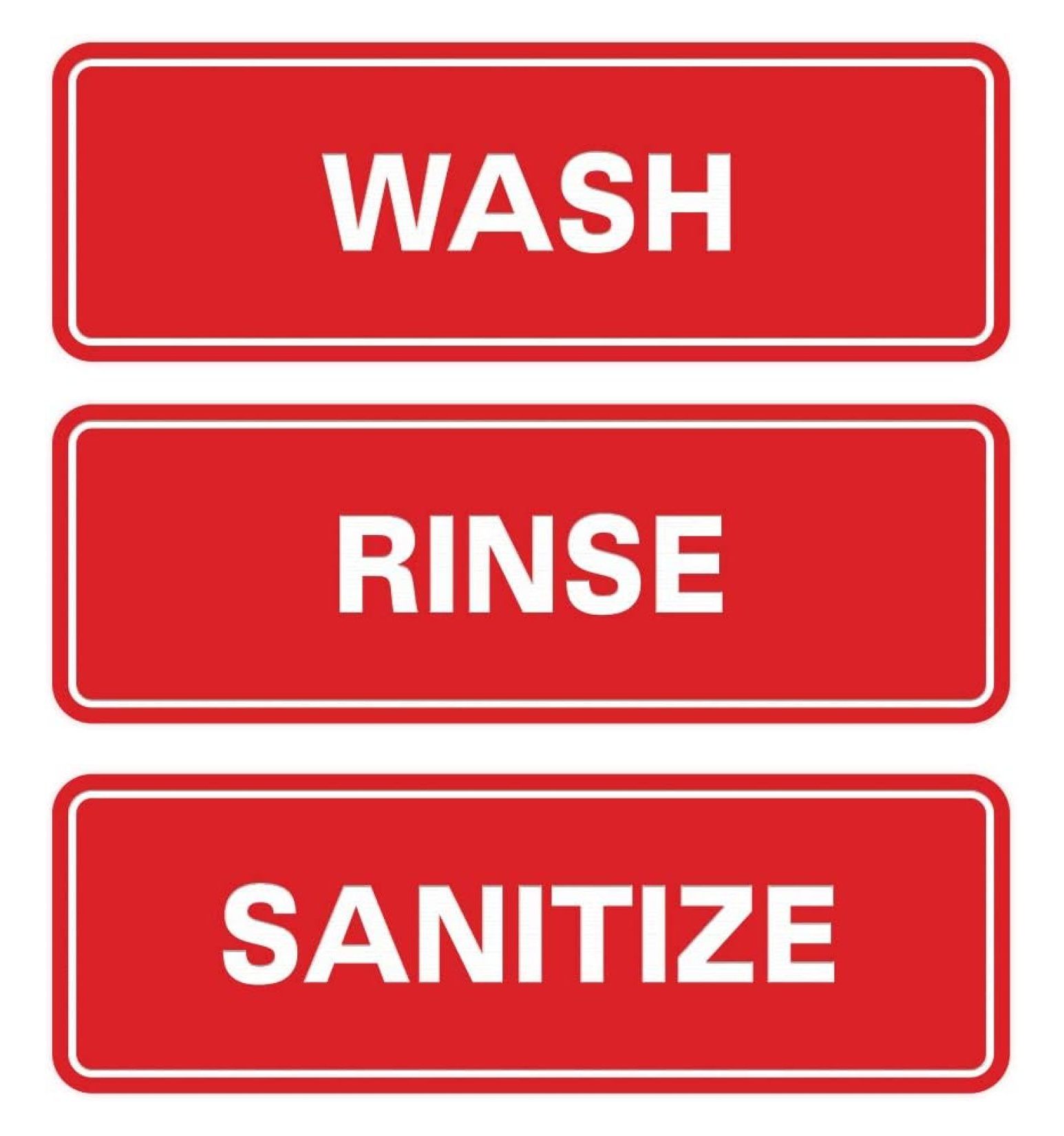 MYXIO Standard WASH RINSE SANITIZE Sign (5-Pack) - 3 Bay Sink Signs ...
