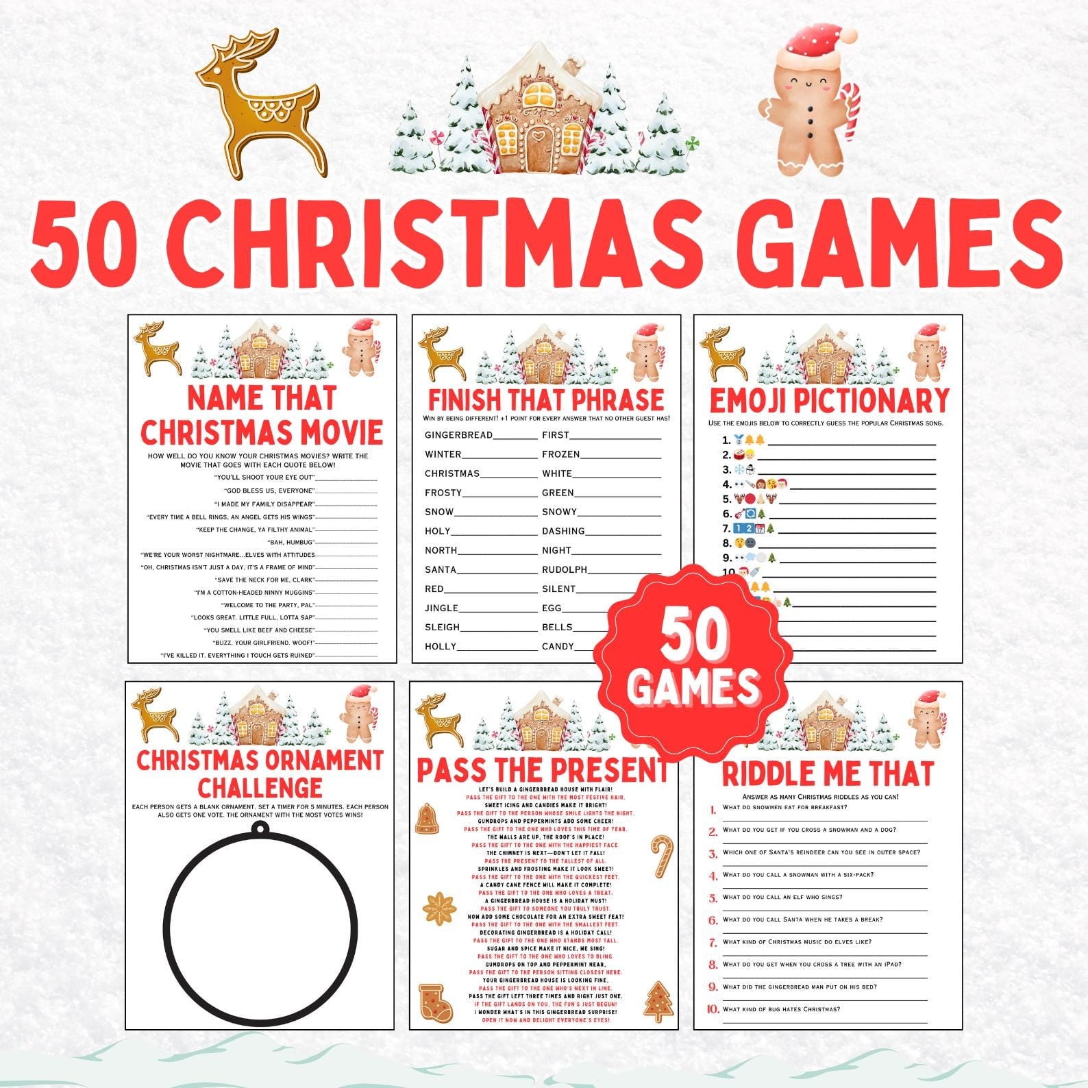 MYYUK 50 Christmas Game Bundle | Christmas Party Games | Printable ...