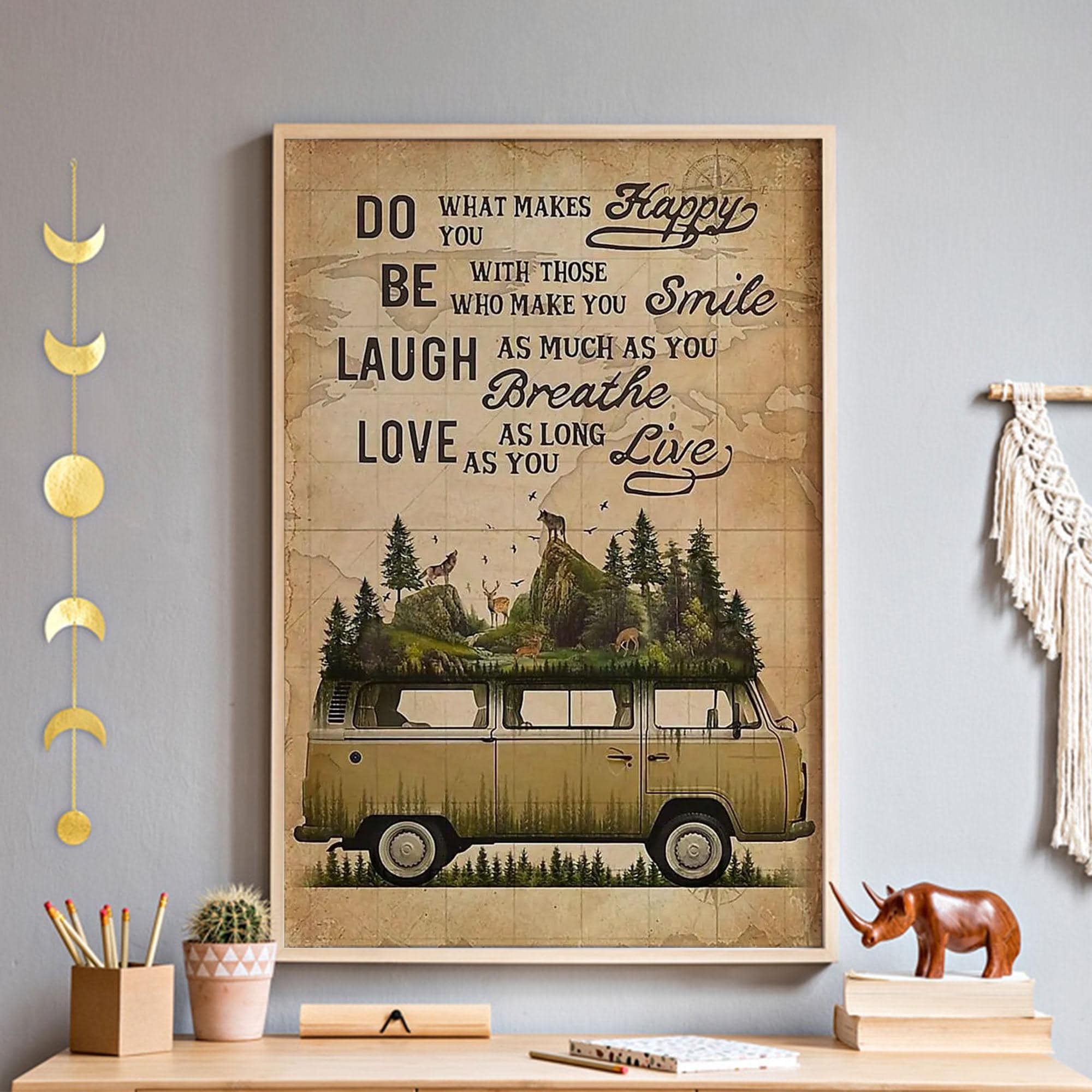 MYYUK Camping Car Minivan Wall Art, Do What Make You Happy Unframed ...