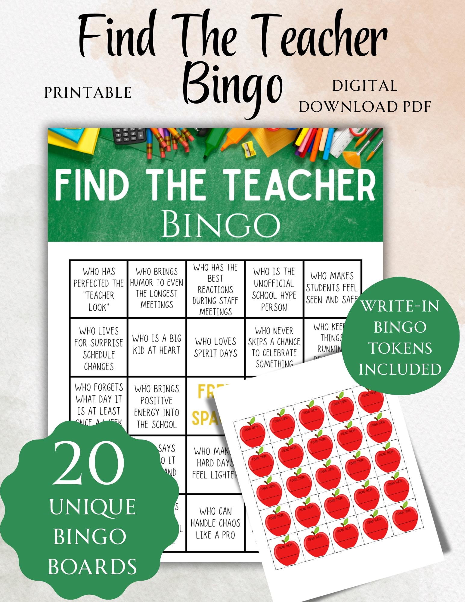 MYYUK Find the Teacher Bingo Game for Schools | Funny Teacher & School ...