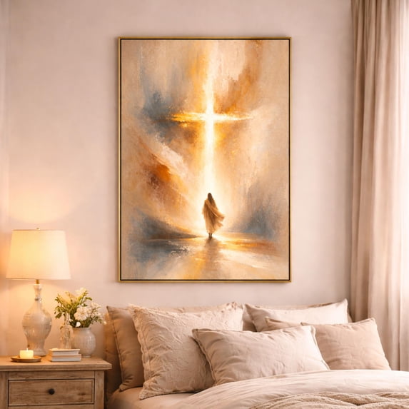 MYYUK Jesus Cross Wall Art , Faith Artwork, Spiritual Light Painting ...