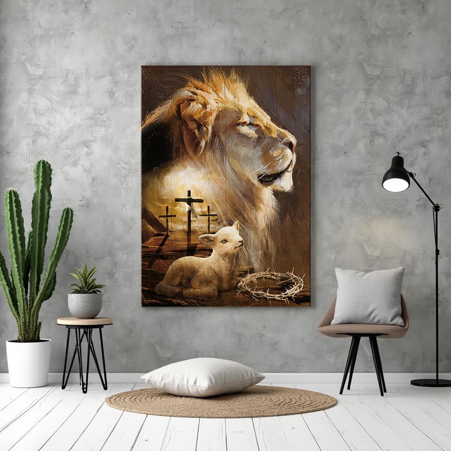 MYYUK Lion painting, King of Kings, Lamb drawing, Lion of Judah, Wall ...