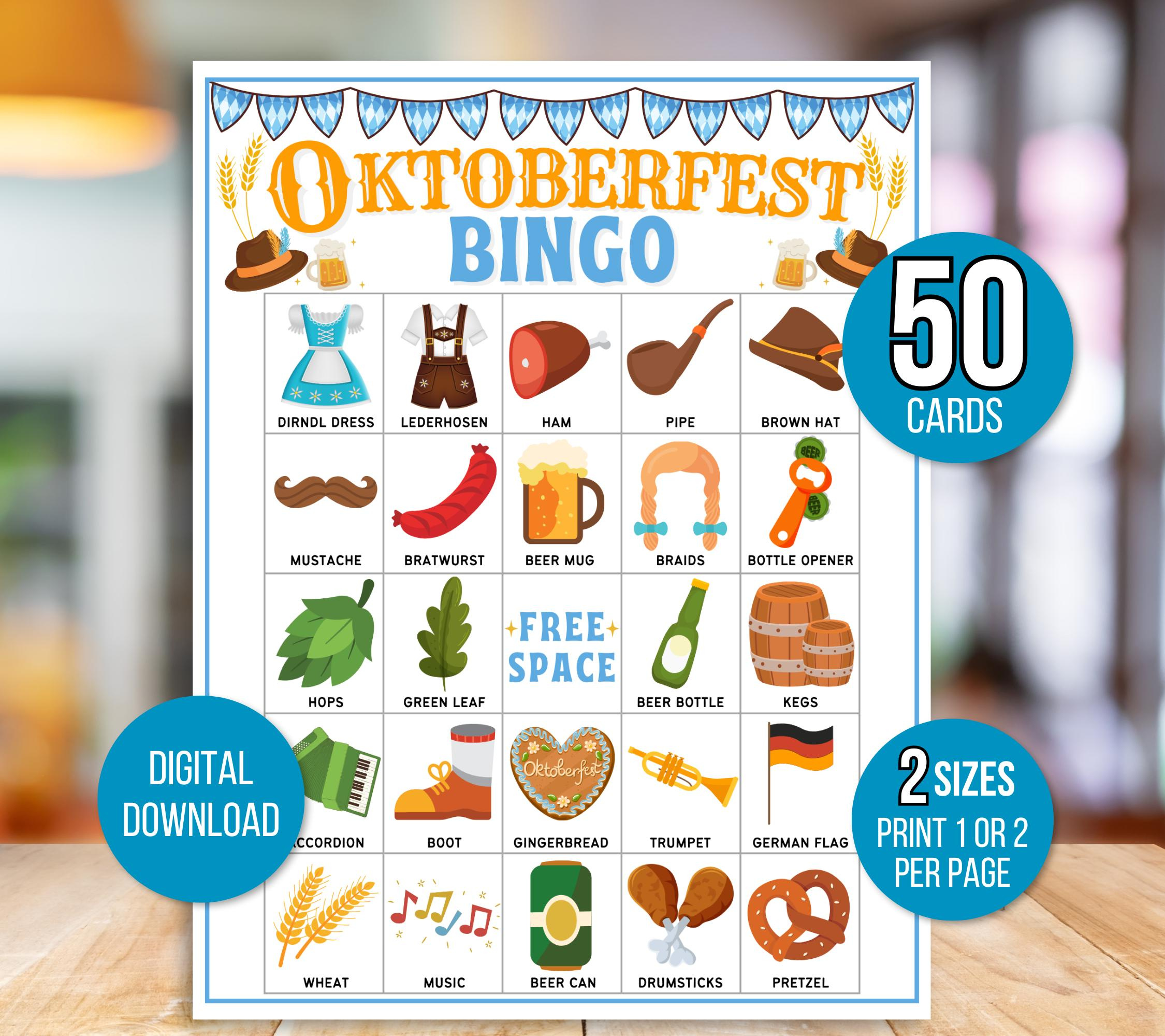 MYYUK Oktoberfest Bingo, 50 Oktoberfest Bingo Cards, Oktoberfest Games ...
