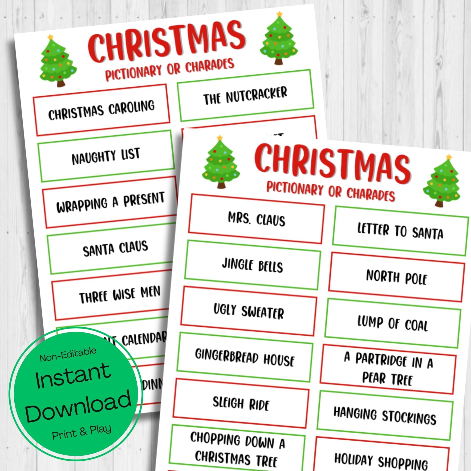 MYYUK Printable Version Christmas Pictionary Or Charades Printable ...
