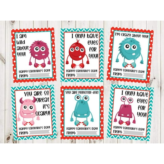 MYYUK Printable Version - Monster Valentine Card Printable - Printable ...