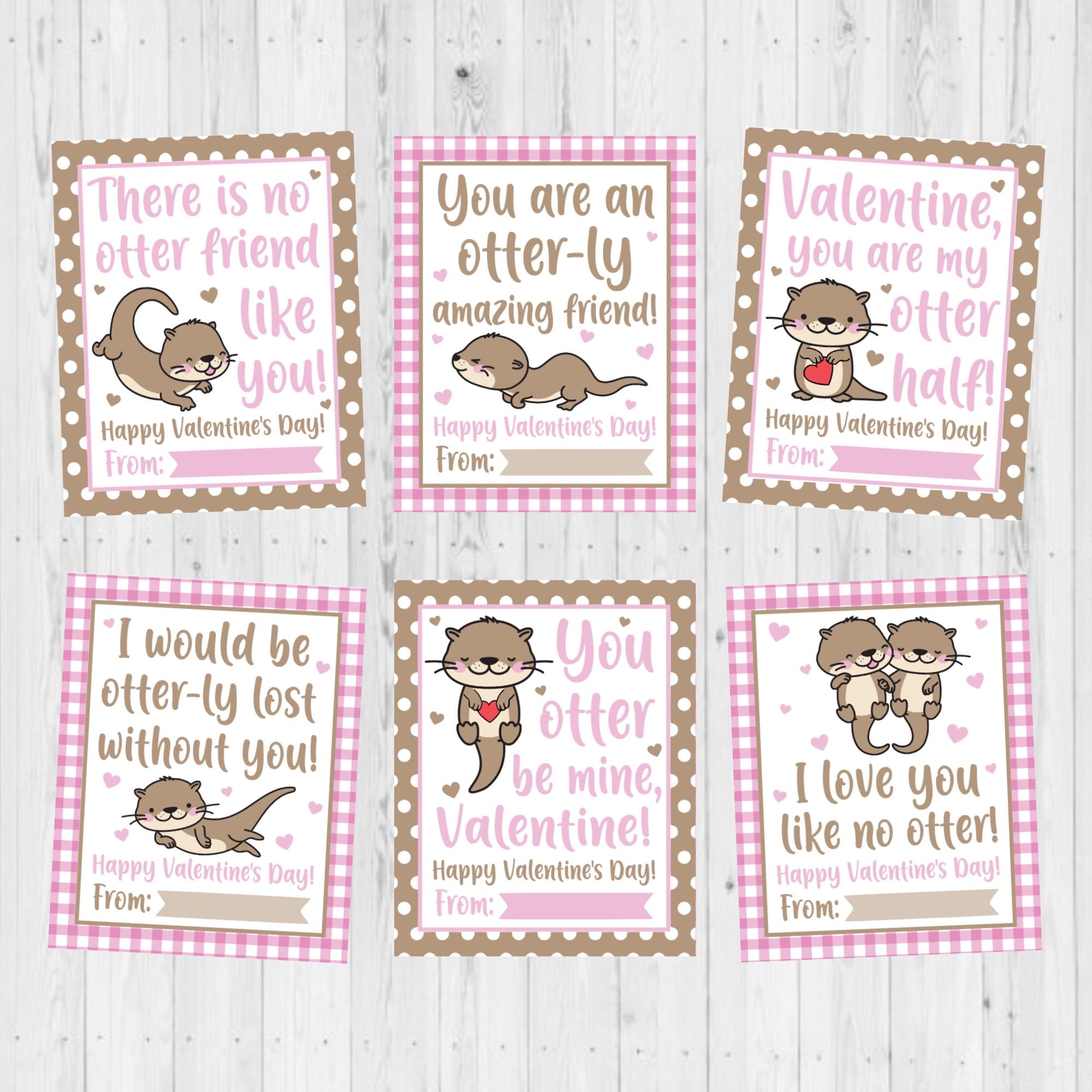 MYYUK Printable Version - Otter Valentine Card Printable - Printable ...