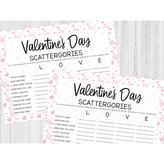 MYYUK Printable Version Valentine's Day Scattergories Printable Game ...