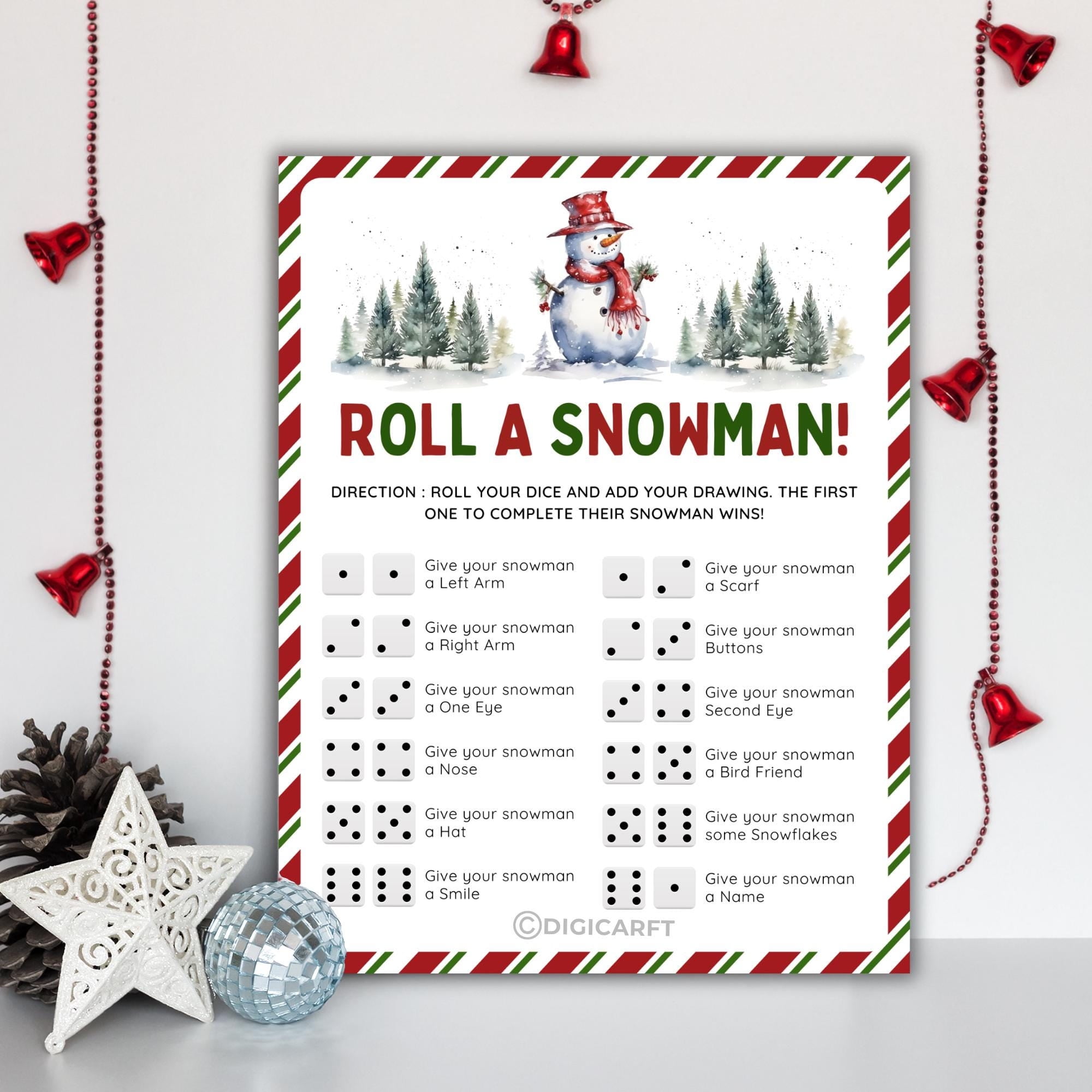 MYYUK Roll a snowman (dice game),Printable Christmas party game ...