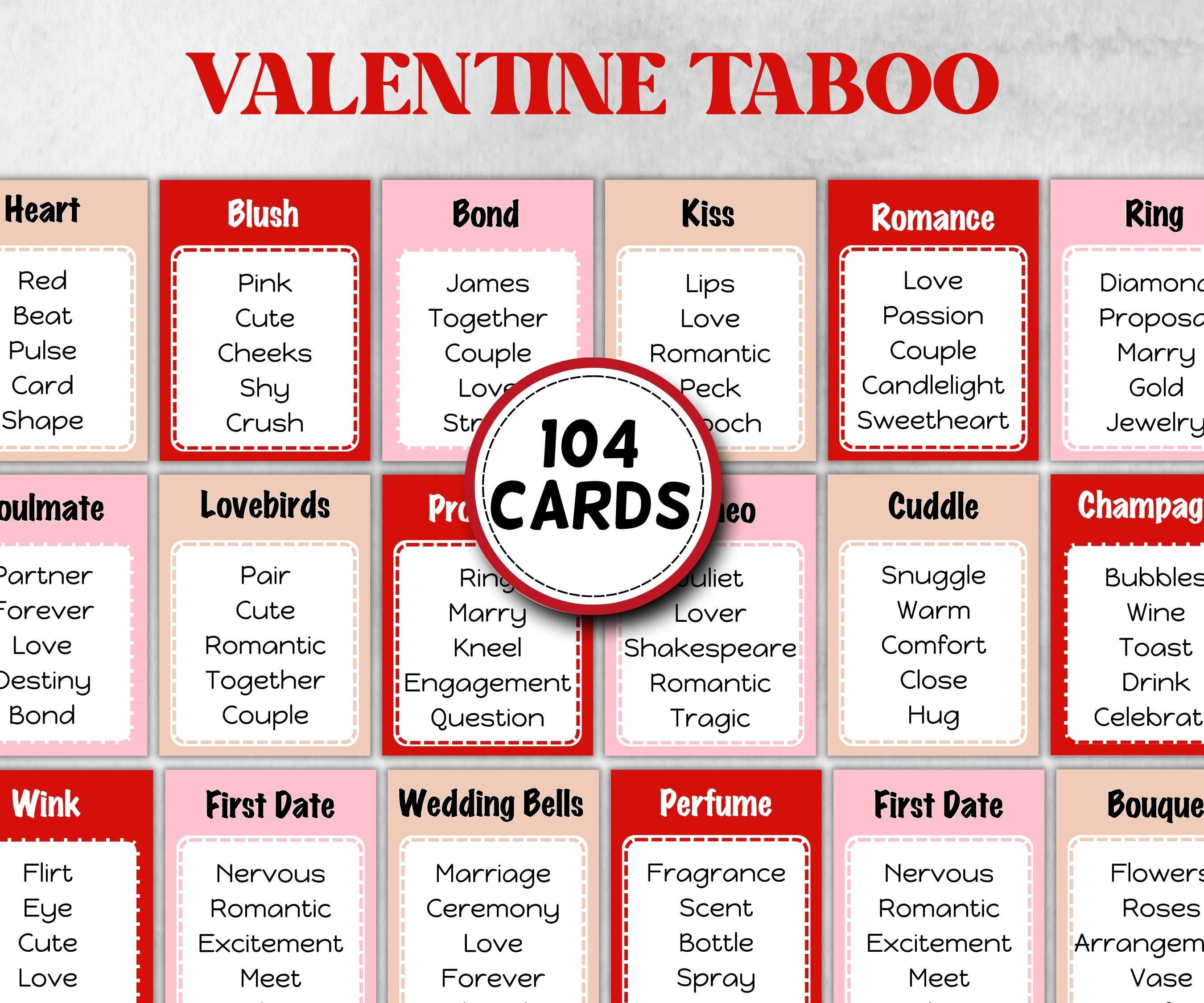 MYYUK Valentine’s Day Taboo games & activities for couples, families ...