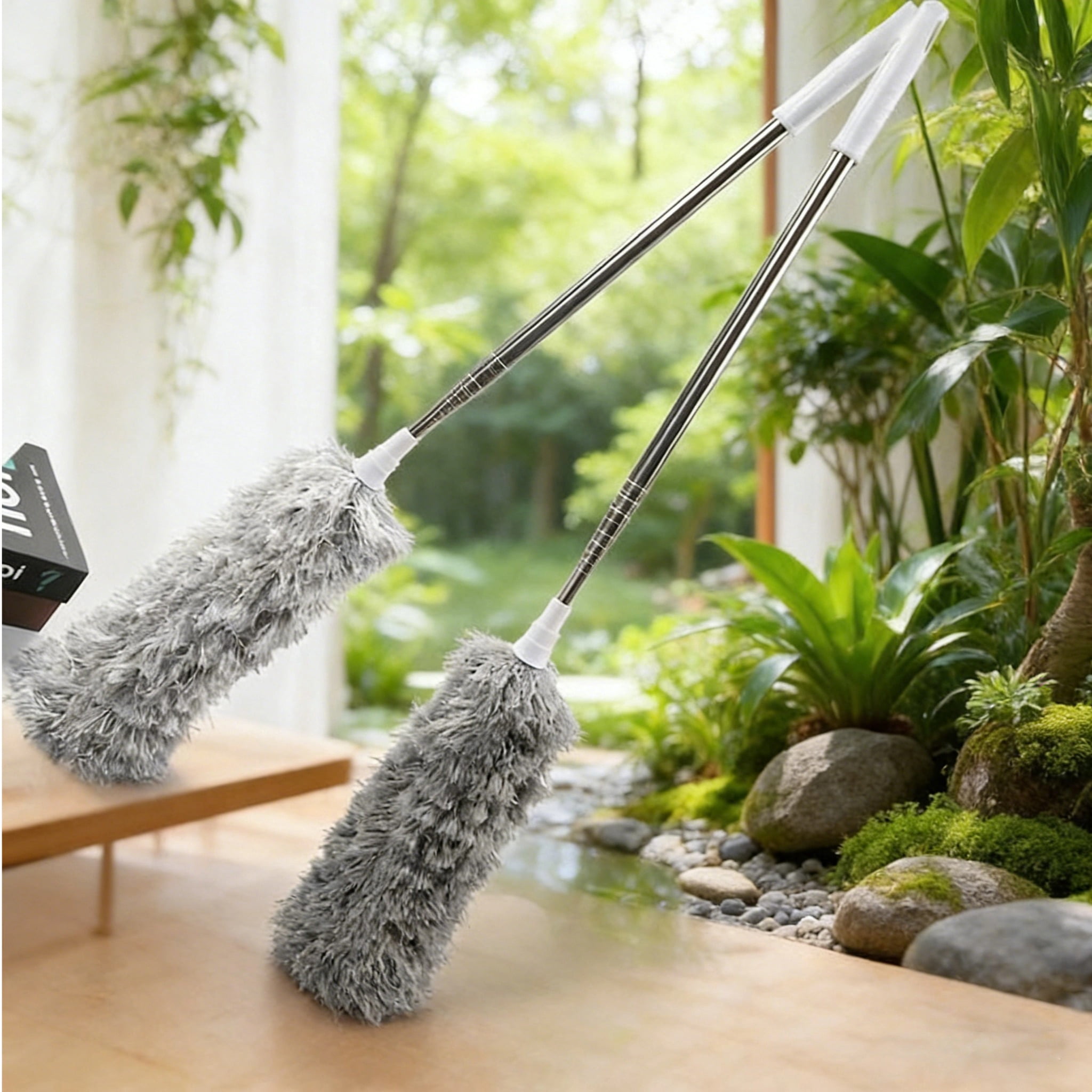 MYYZ Chicken feather duster, stainless steel ultra-fine fiber dust ...