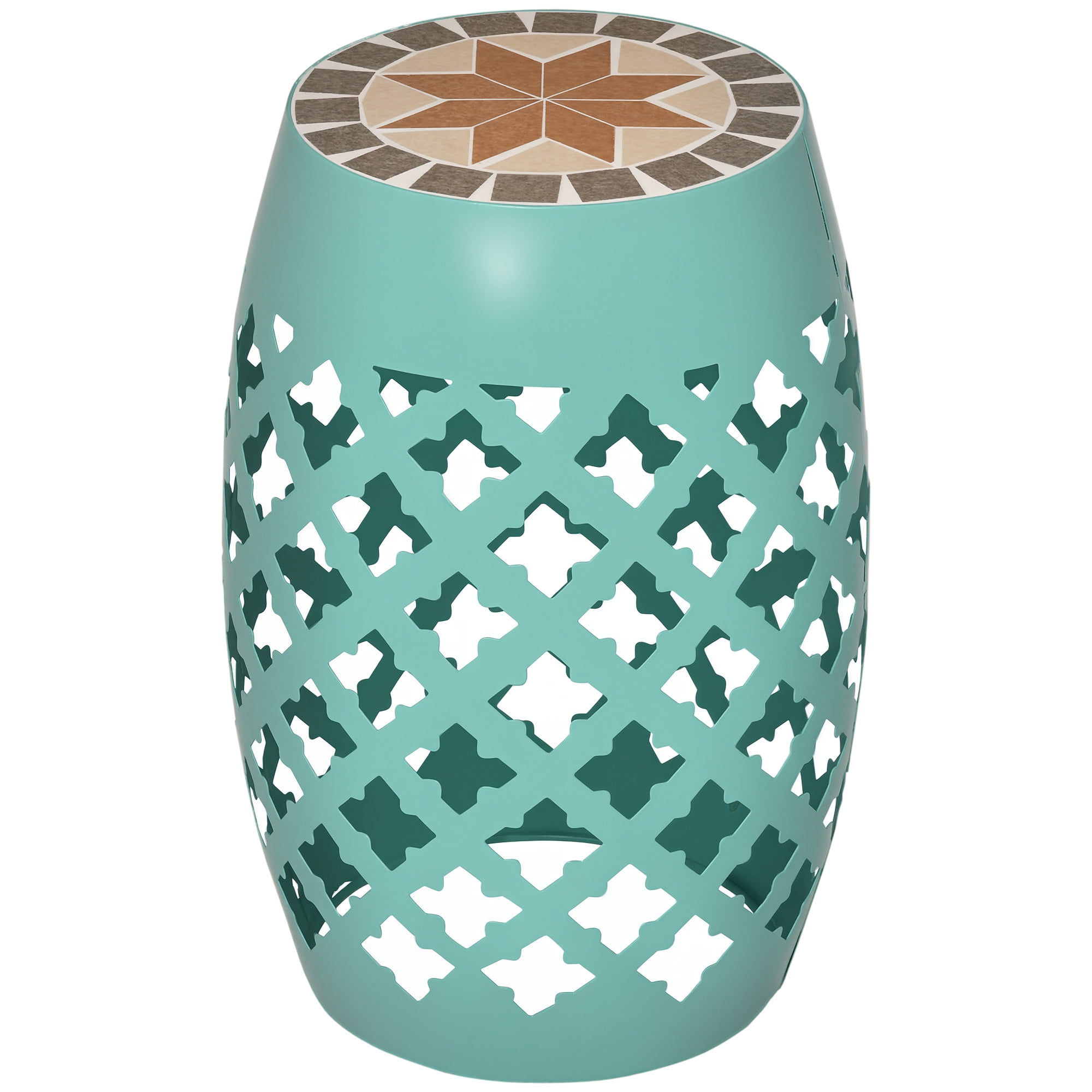 MYZBBD 12 inch Patio Round Stool Outdoor Footstool, Garden Mosaic Side ...