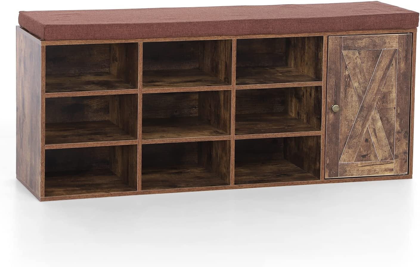 MYZBBD 3 Tier Shoe Rack Wooden Storage Bench with Padded Cushion ...