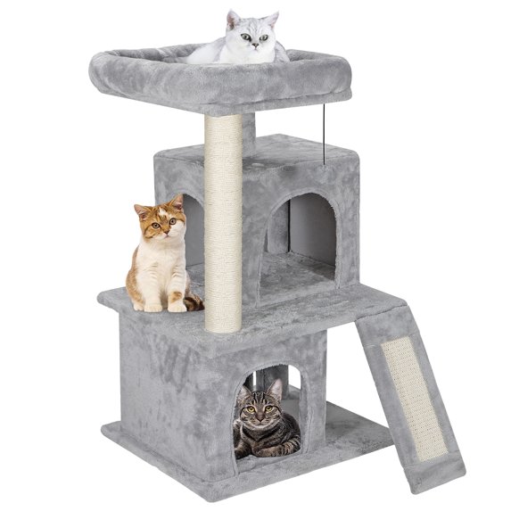 MYZBBD 34" Cat Tree Activity Scatch Tower Kitty Play House Plush Perch ...