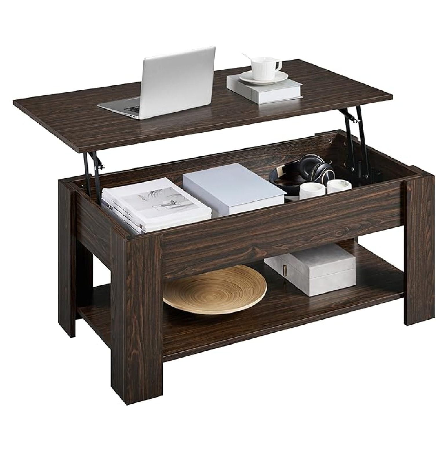 MYZBBD Lift Top Coffee Table with Hidden Compartment and Storage Shelf ...