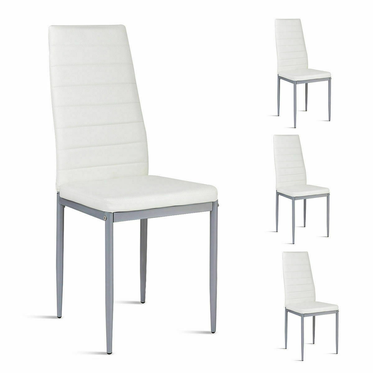 MYZBBD Set of 4 Dining Room Chairs, Steel Frame Construction with High ...