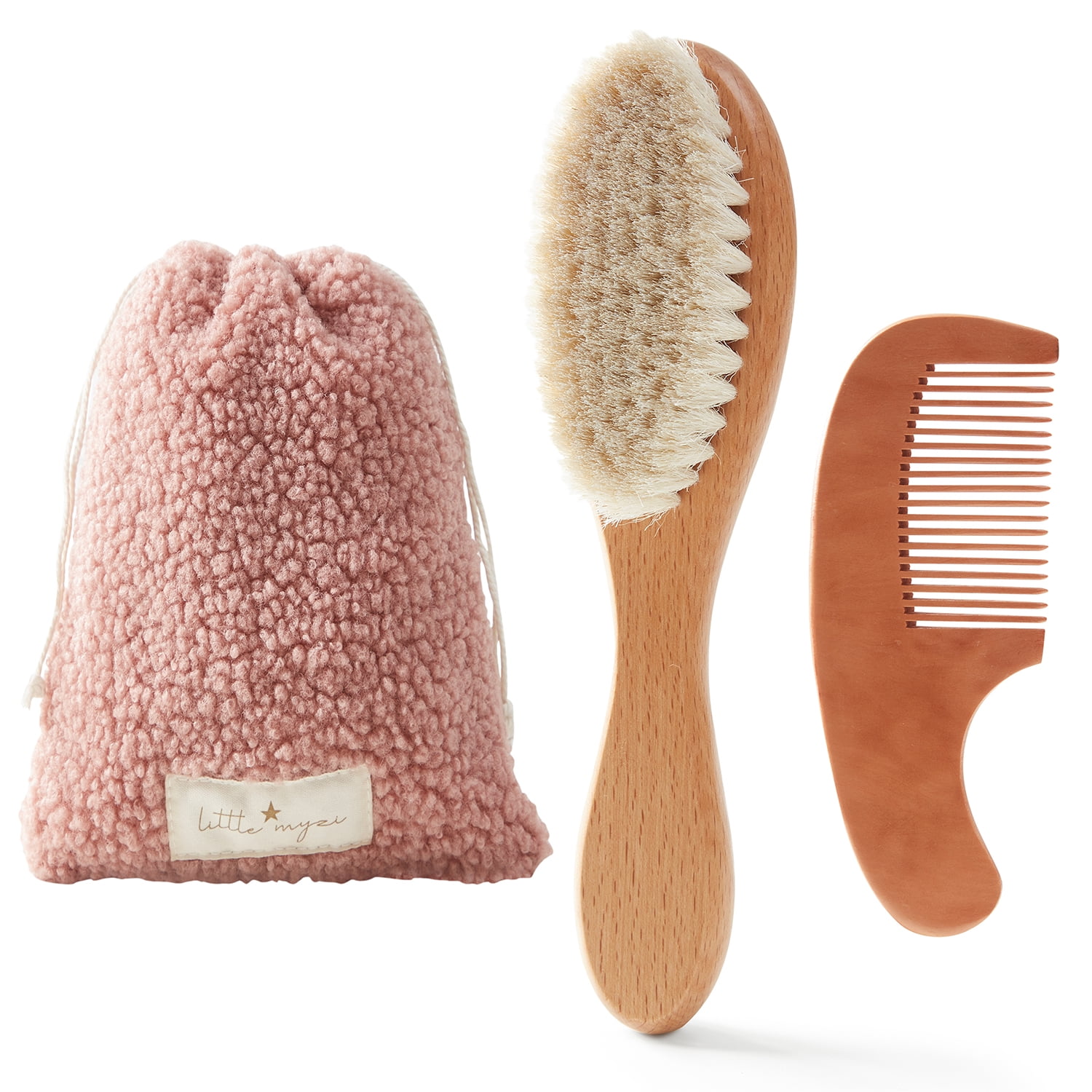 MYZI Baby Hair Brush Set – Soft Baby Brush Set for Newborns, Baby Comb ...