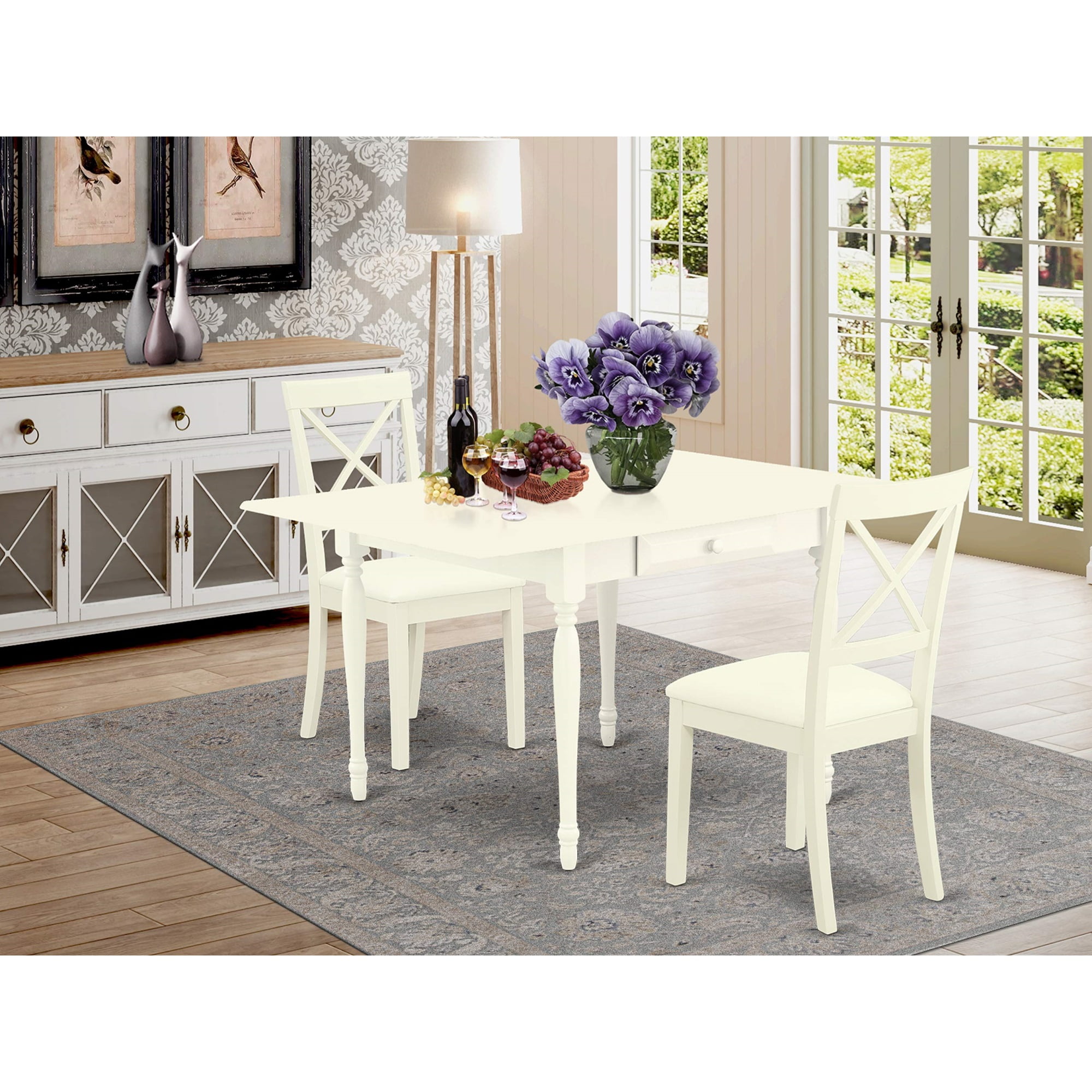MZBO3-LWH-LC 3Pc Dining Set: Stylish and Elegant Kitchen Dinette Set ...