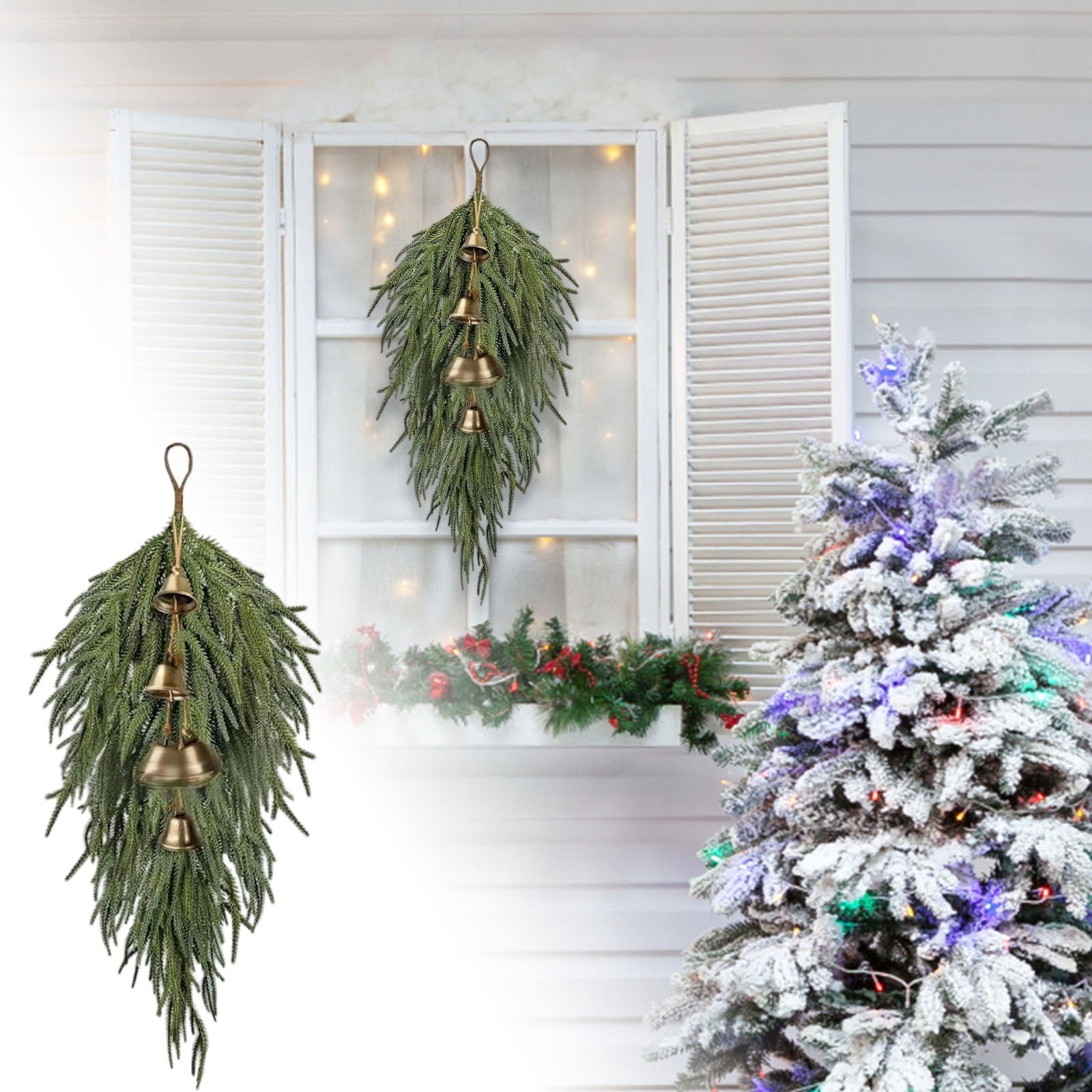 MZCQ Elegant Floral Wreath With Embellishment For Year Round Home And ...