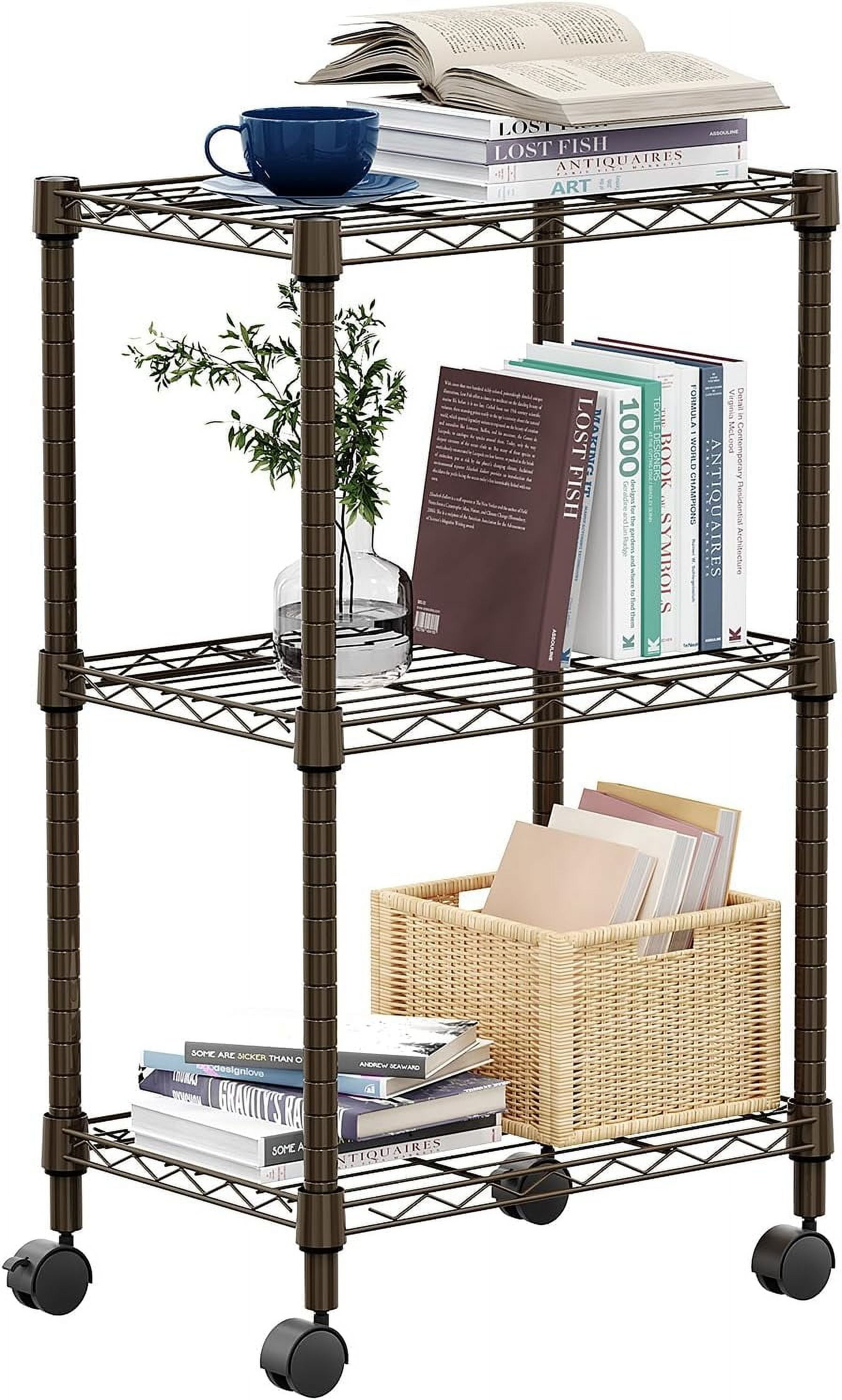 MZG 3 Tier Rolling Wire Shelving 11.8" D x 17.7" W x 29.8" H,Storage ...