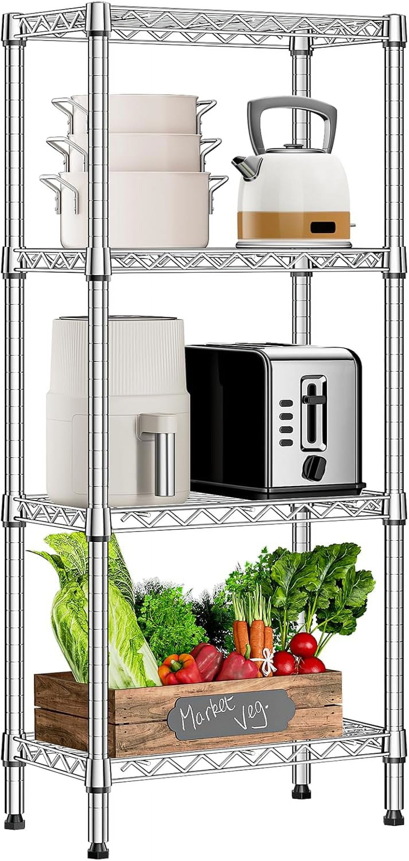 MZG 4 Tier Storage Rack Metal Wire Shelving Unit, Storage Standing ...