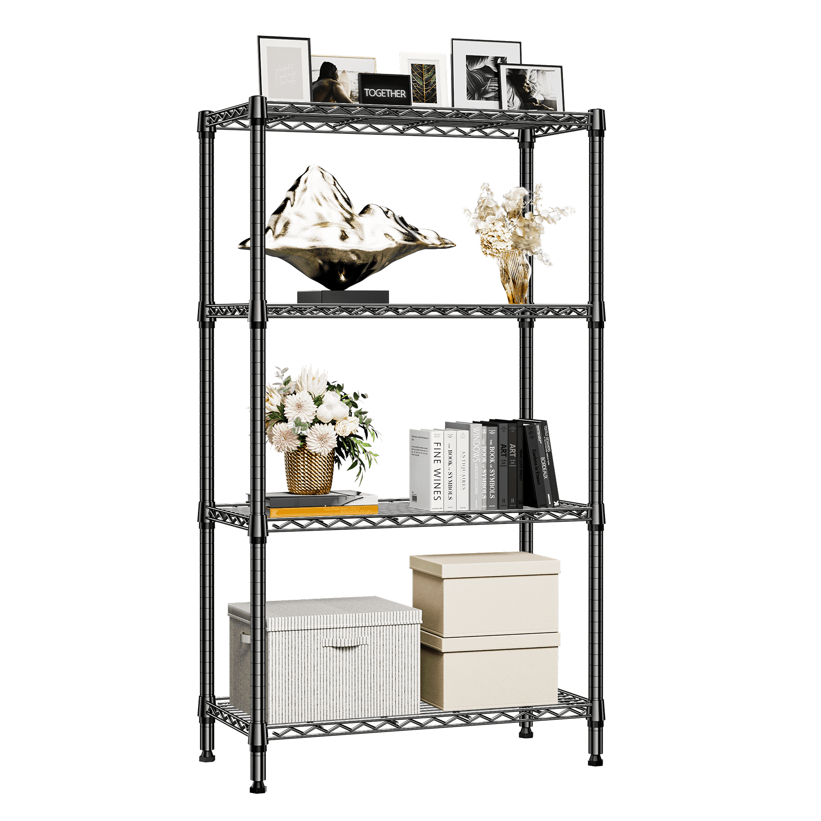 MZG 4 Tier Wire Shelving Units, Storage Shelves, 15.7" D x 33.5" W x 59 ...