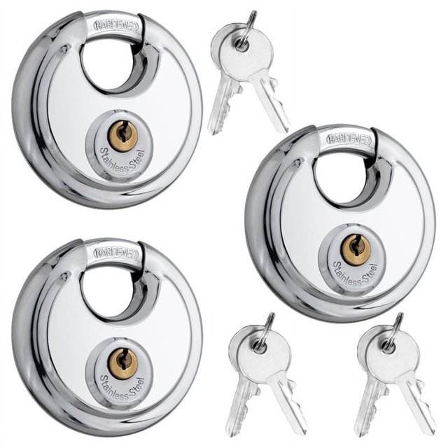 MZHICH 3 Pack Disc Lock 70mm with Keys for Warehouses Garages Lockers ...