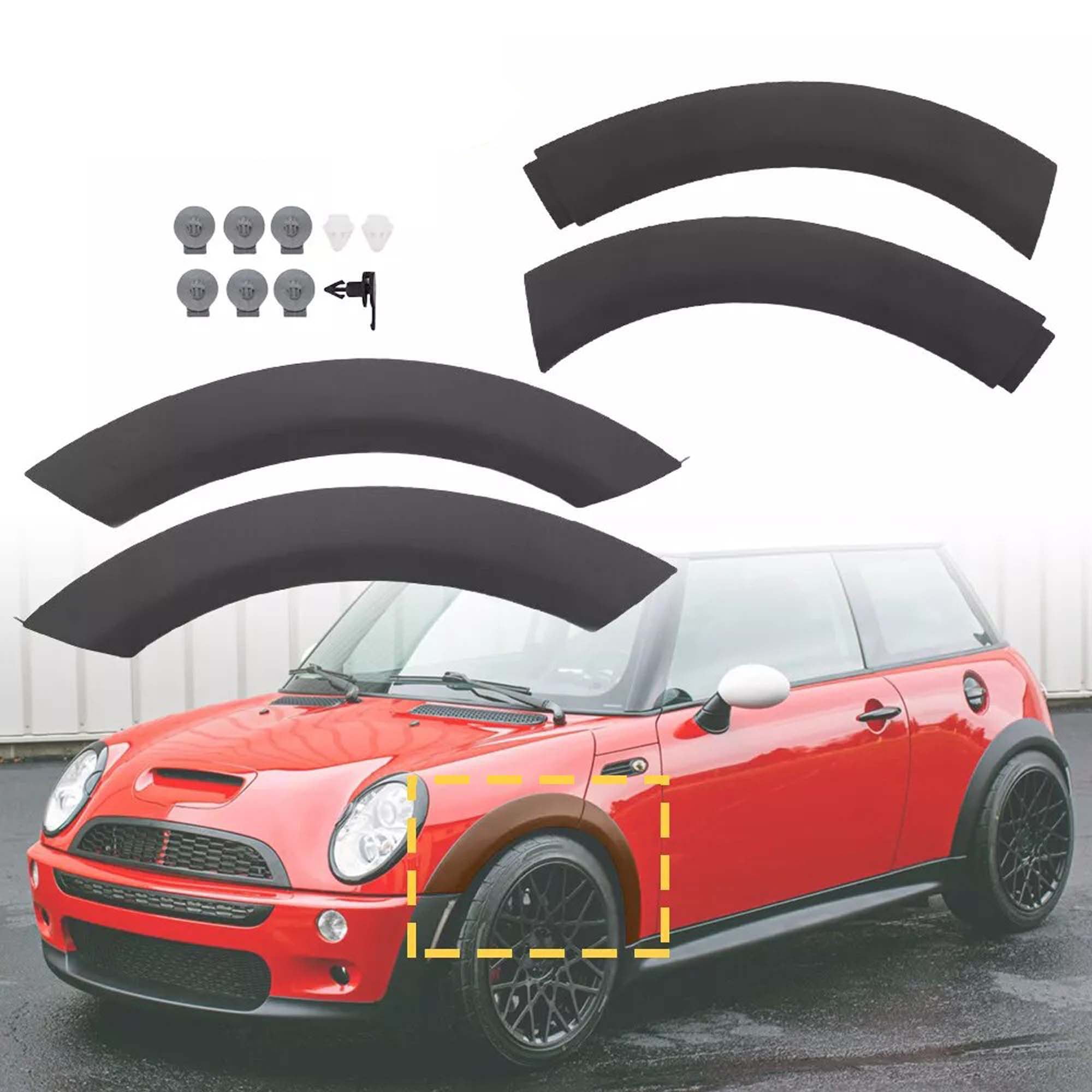 MZORANGE 4PCS Front Wheel Upper Fender Arch Trims Hood Cover For Mini ...