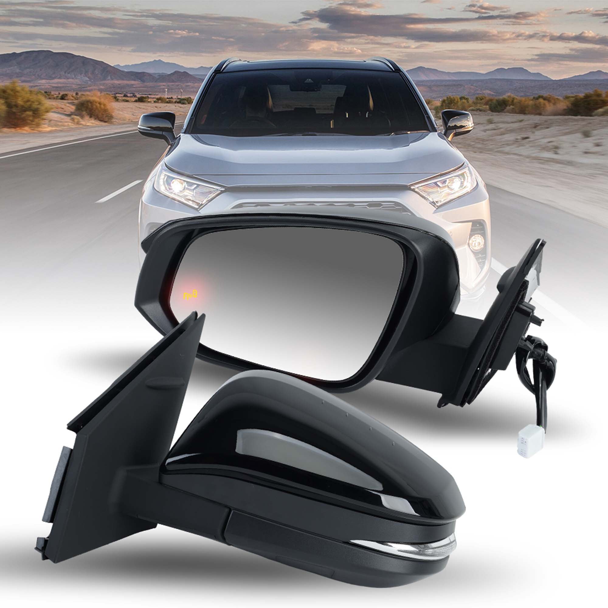 MZORANGE Driver Side Mirrors Heated Blind Spot 8Pin For Toyota RAV4 ...