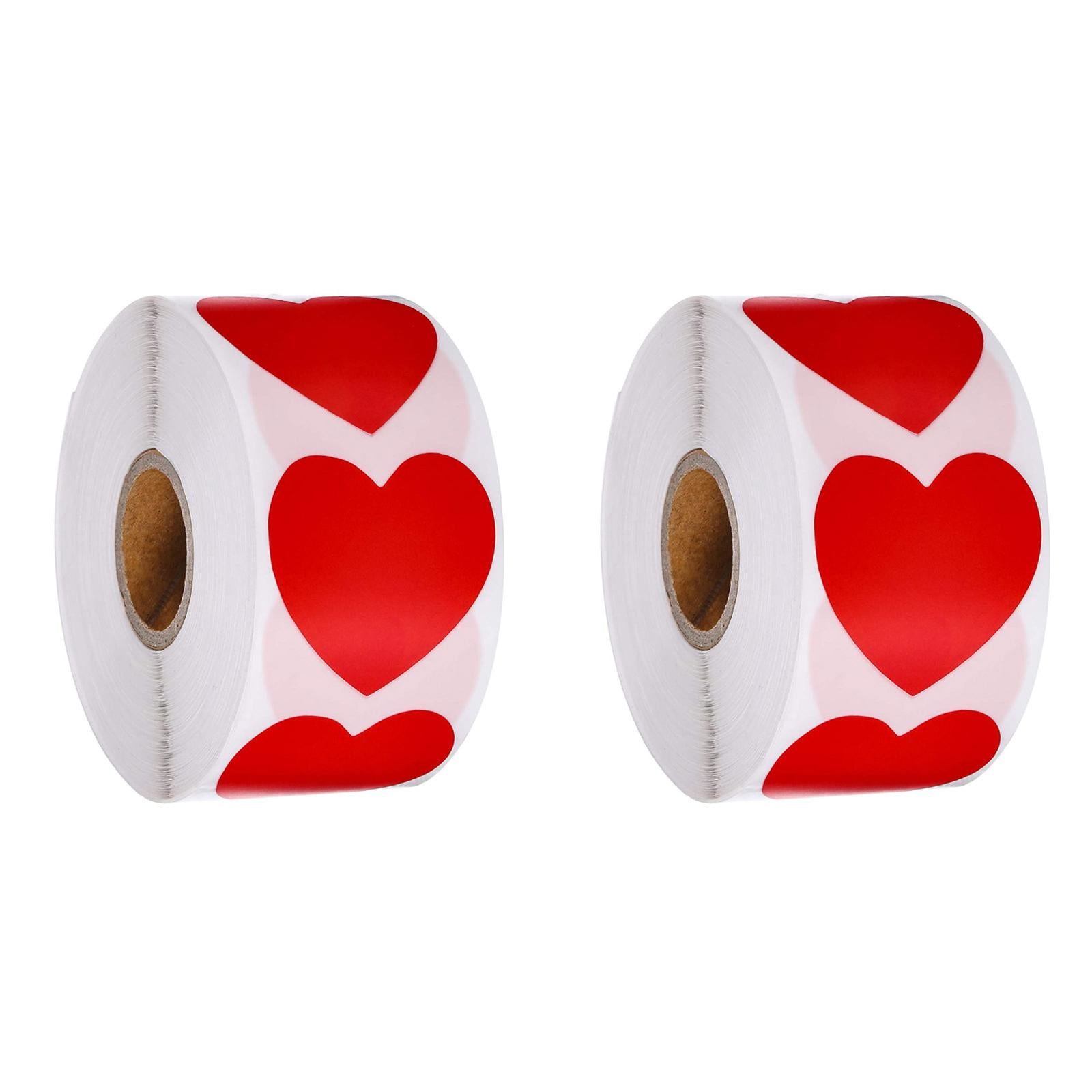 MZXELPRJD 2 Roll Self Adhesive Heart Stickers 500Pcs per Roll 1" Red ...