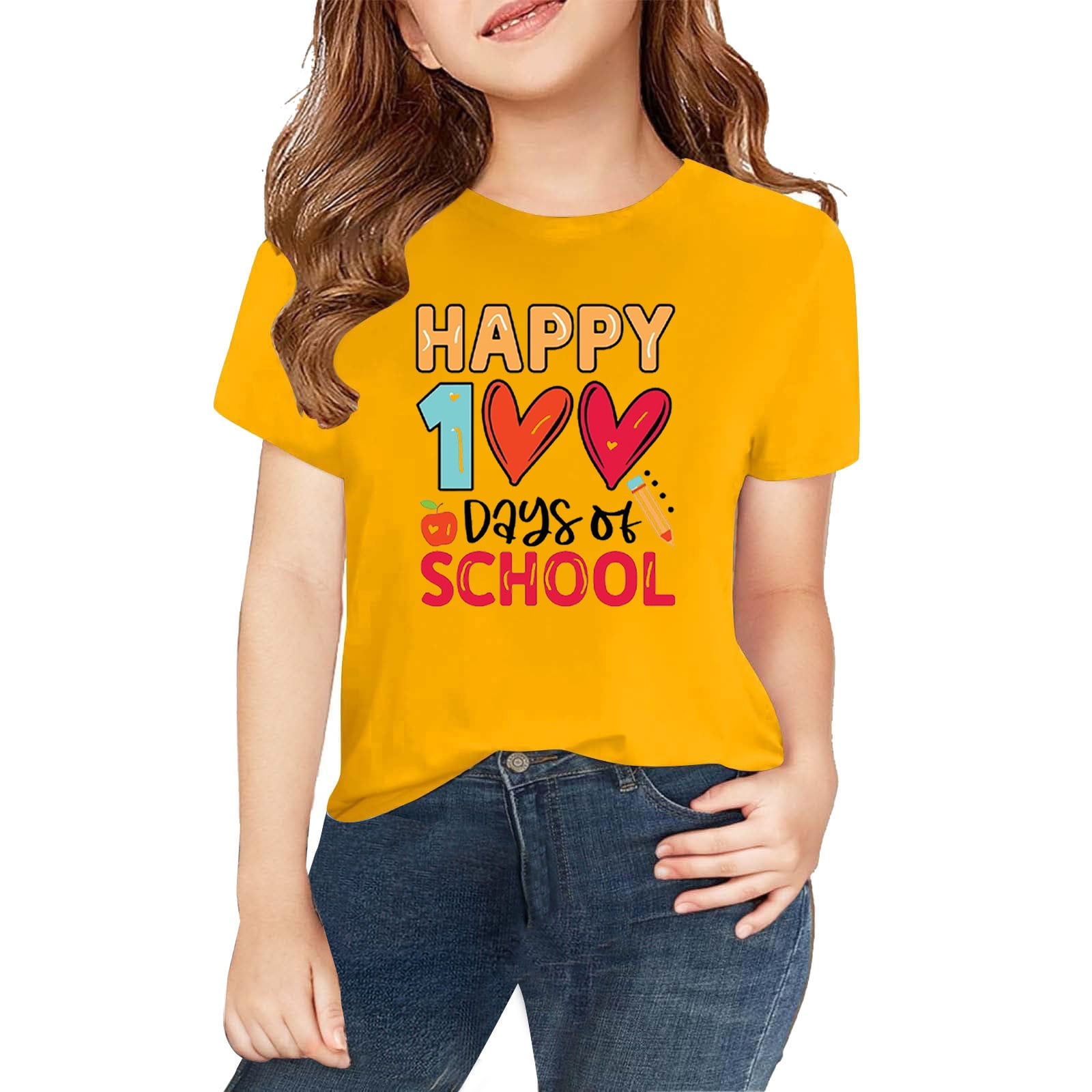 MZXELPRJD Kids 100 Days of School Shirt Girls Boys 100th Day of School ...