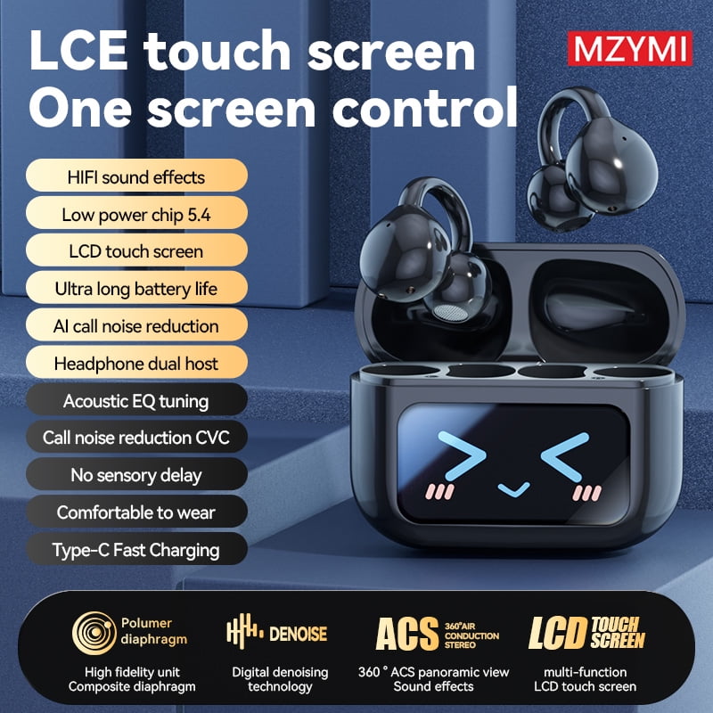 MZYMI M100 TWS Touch Screen Headset Ear Clip Open Ear Sport Running ...