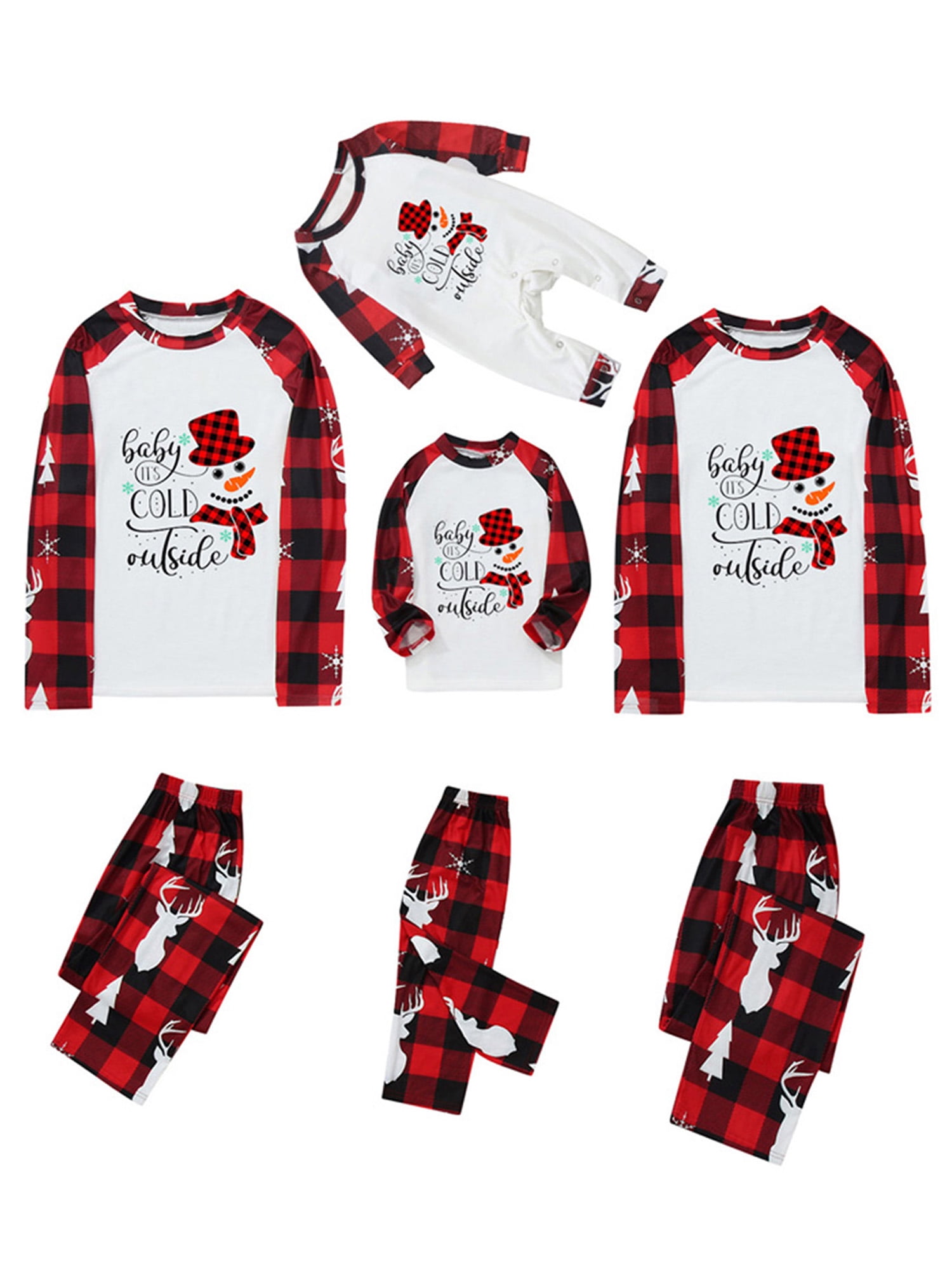 Ma&Baby Matching Family Pajamas Sets Christmas PJ's Snowman Print Top ...