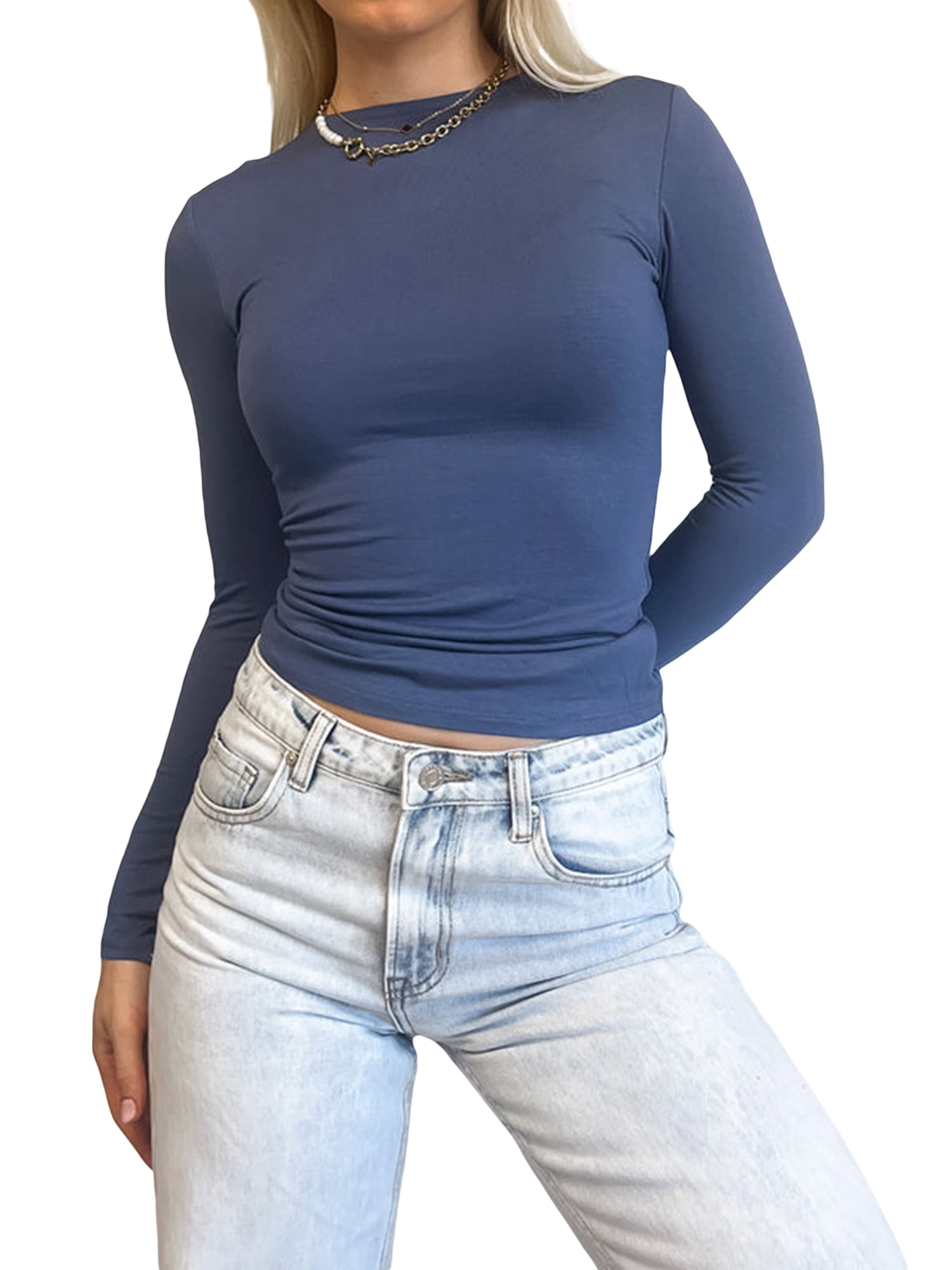 Ma&Baby Women's Fall Casual Tee Shirts Tops Long Sleeve Crew Neck Dual ...