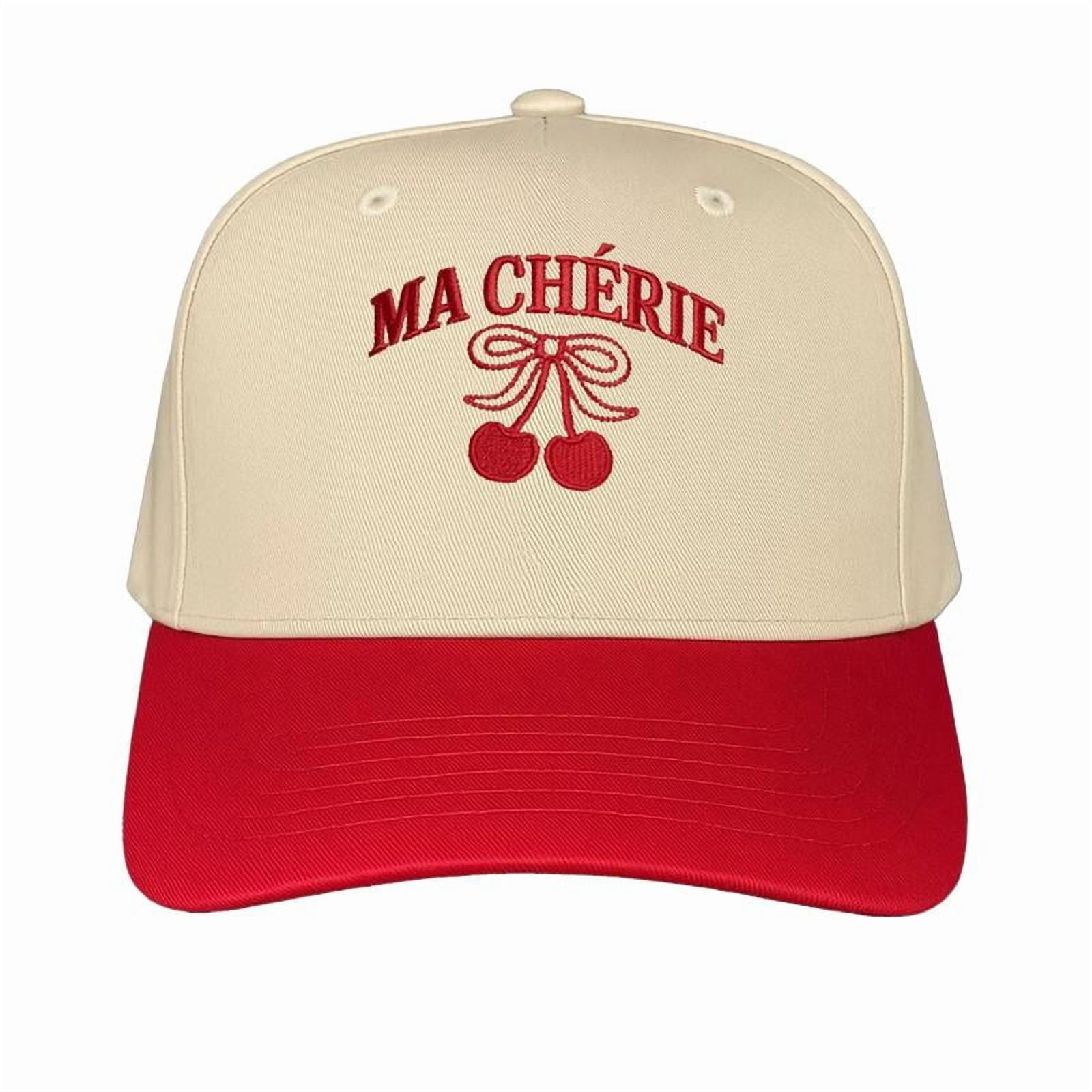 Ma Chérie Cherry Embroidered Trucker Hat, Cute French Phrase Baseball ...