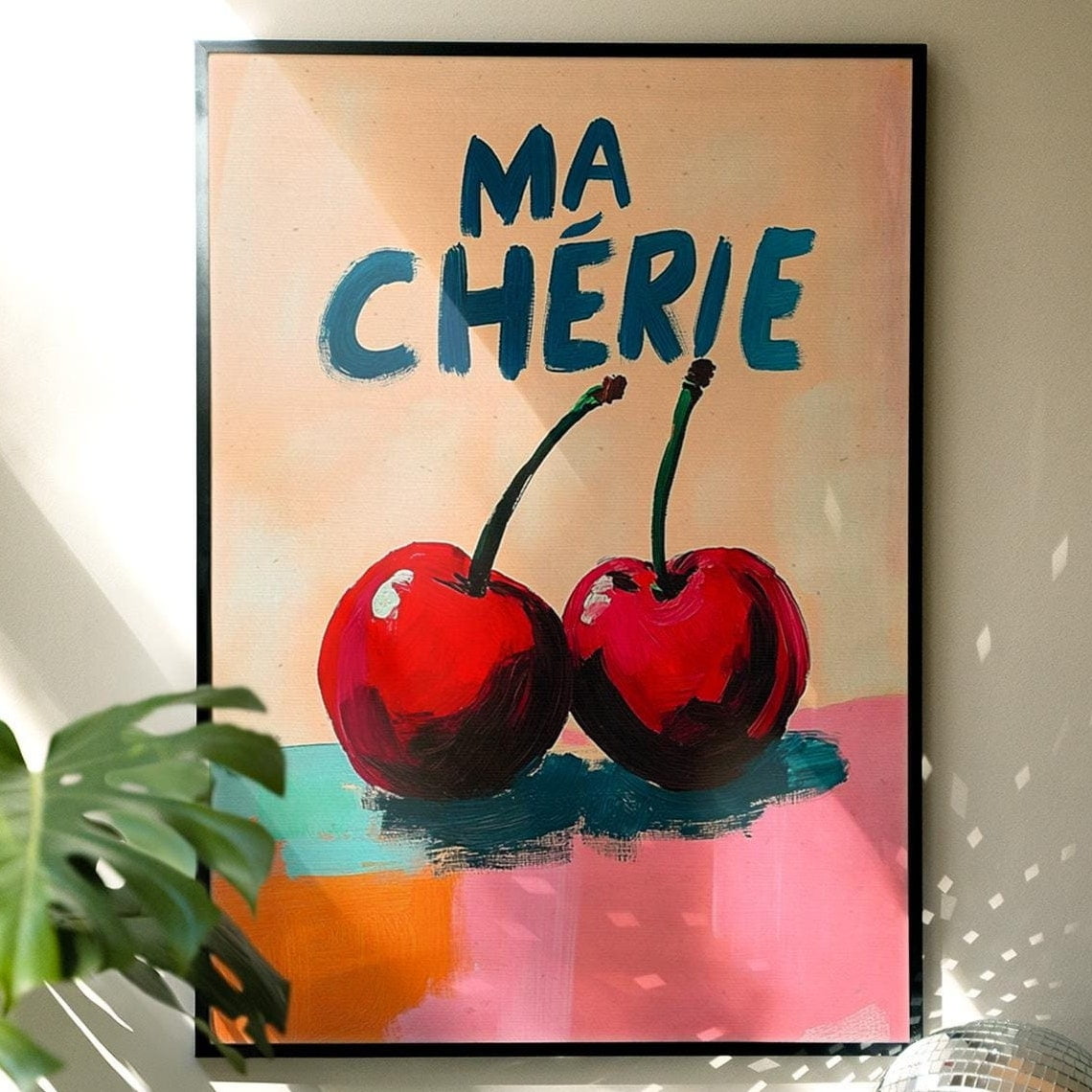 Ma Cherie Poster, Kitchen Wall Decor, Preppy Print, Cherry Poster ...