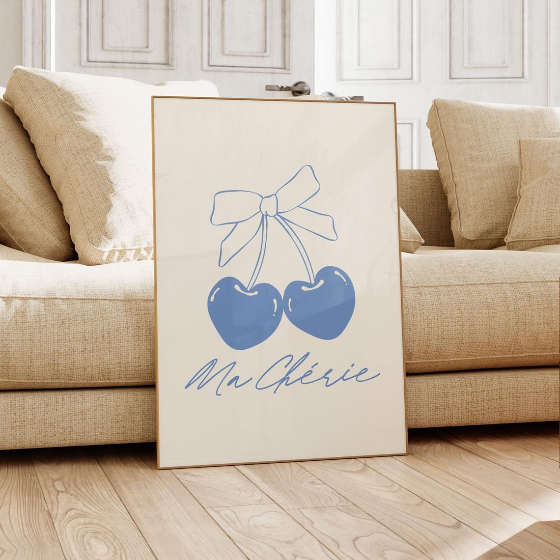 Ma Cherie Print, Coquette Aesthetic Apartment Decor, Blue Bow Nursery ...