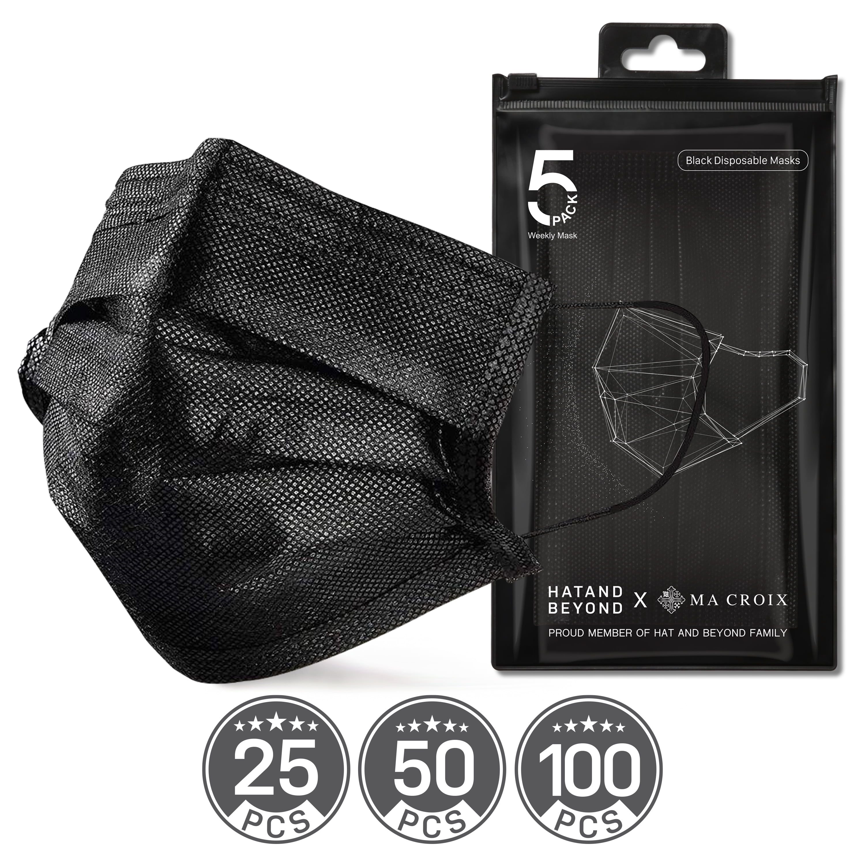 Ma Croix Black Disposable 3-Ply Earloop Face Masks - Walmart.com