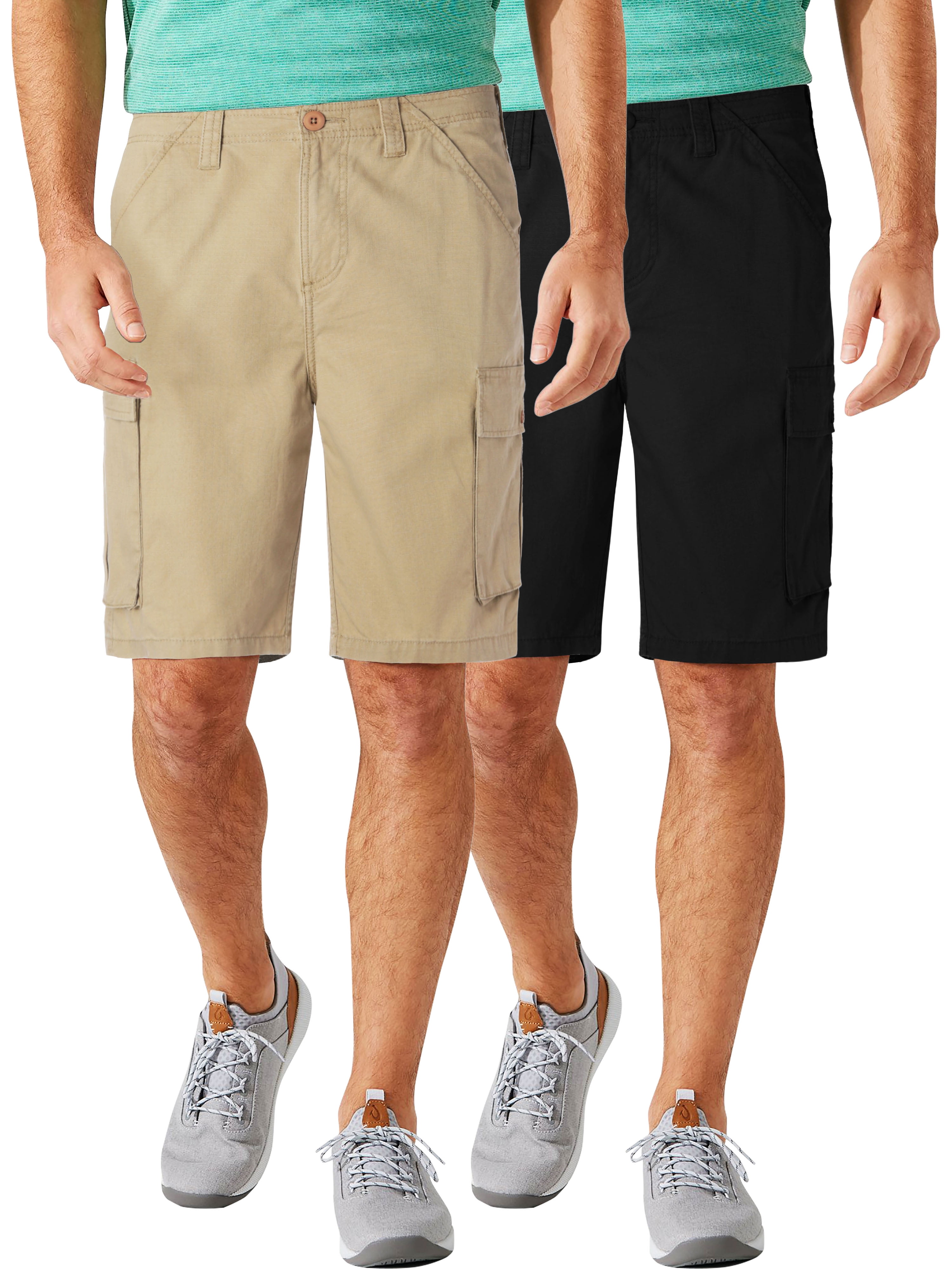 Ma Croix Mens 100% Cotton Cargo Shorts, 2-Pack, Lightweight with Multi ...
