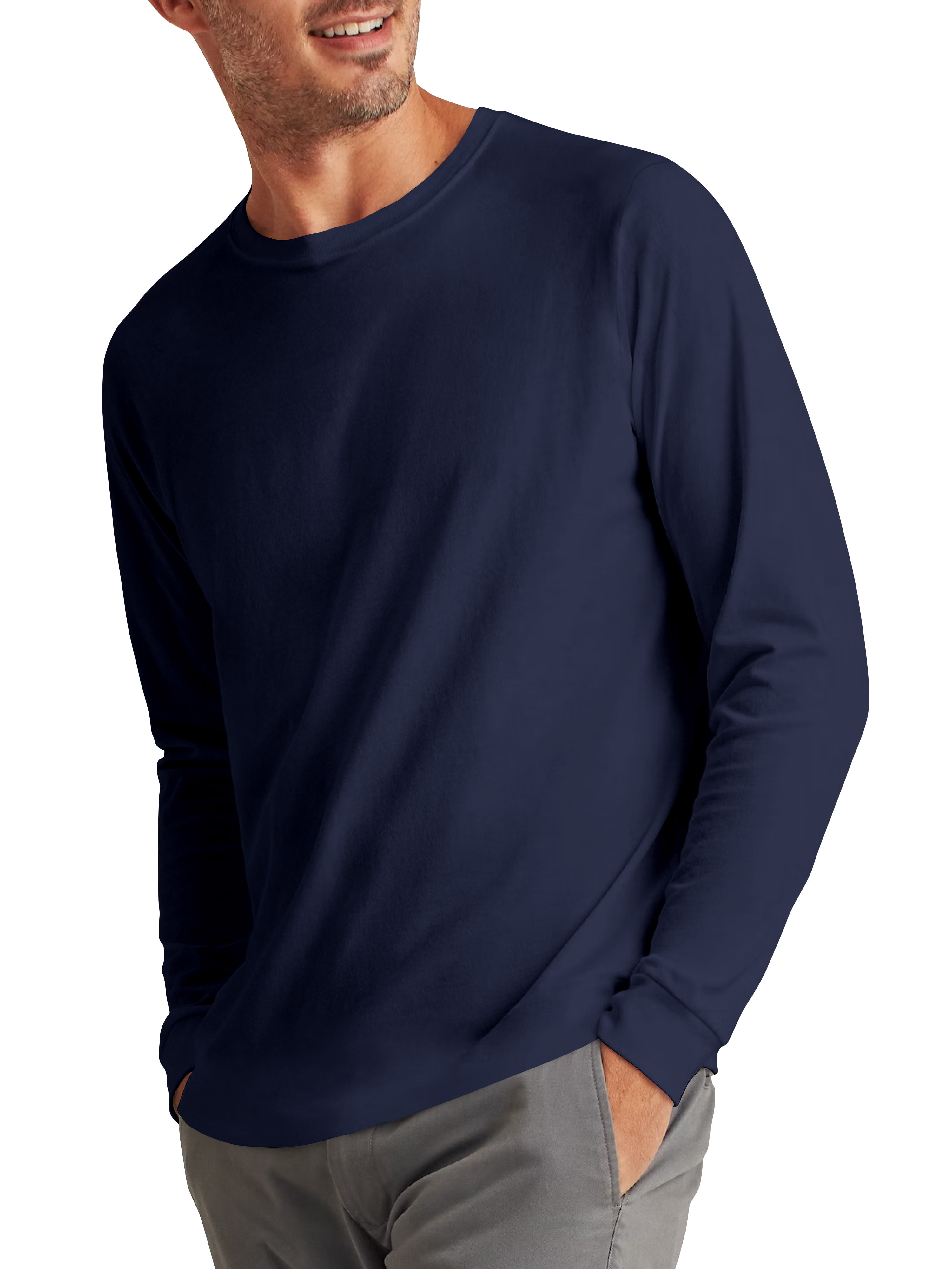 Ma Croix Mens Lightweight Casual Premium Comfort Crew Neck Collar Long ...